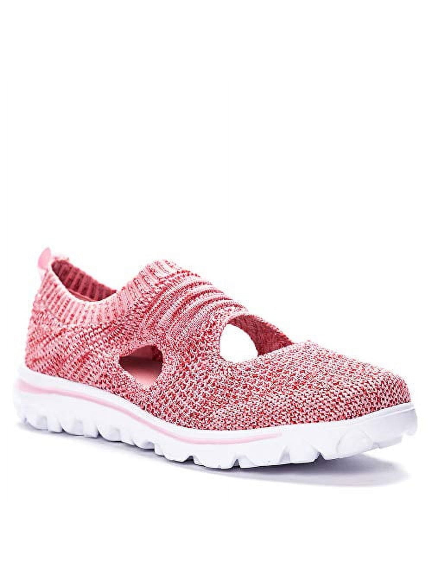 PROPET Womens Pink Mixed Knit Arch Support Cushioned Back Pull-Tab Cut ...