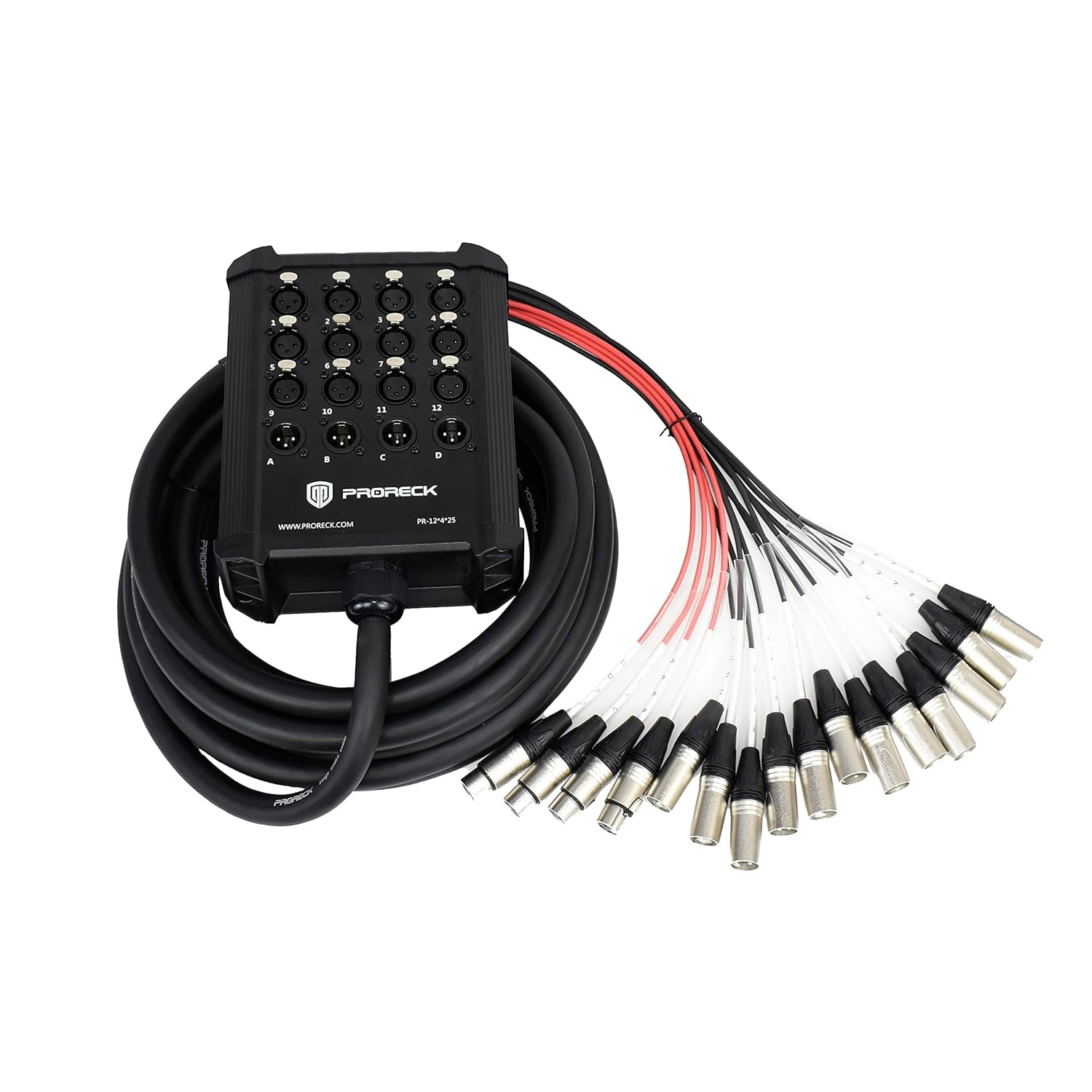 PRORECK 12-Channel Low Profile XLR Send Circuit Board Snake Cables, 25 ...