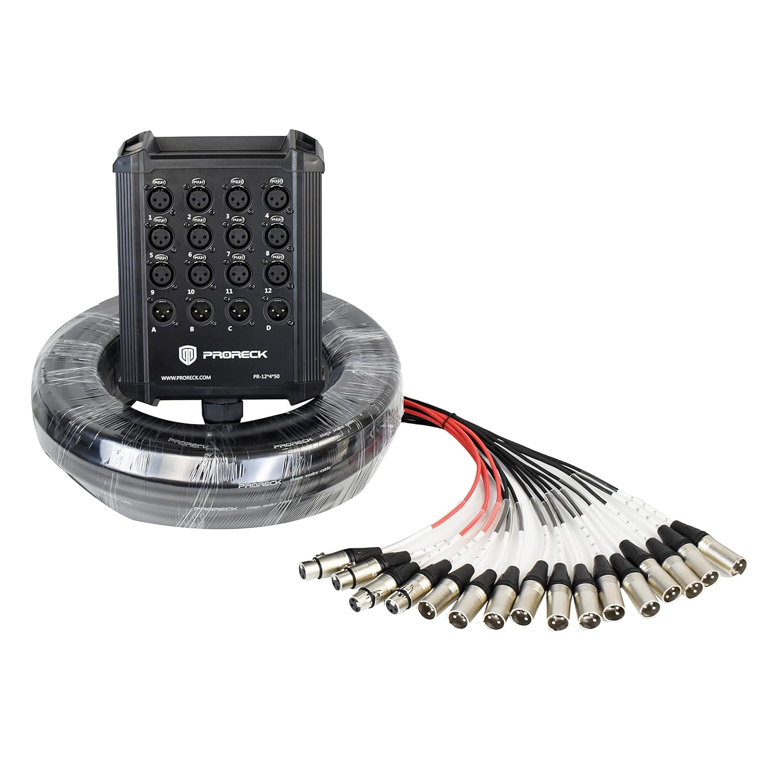 PRORECK 12-Channel Low Profile XLR Send Circuit Board Snake Cables, 50 ...