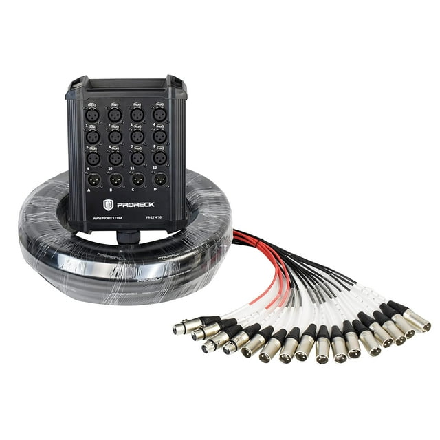 PRORECK 12-Channel Low Profile XLR Send Circuit Board Snake Cables, 50 ...