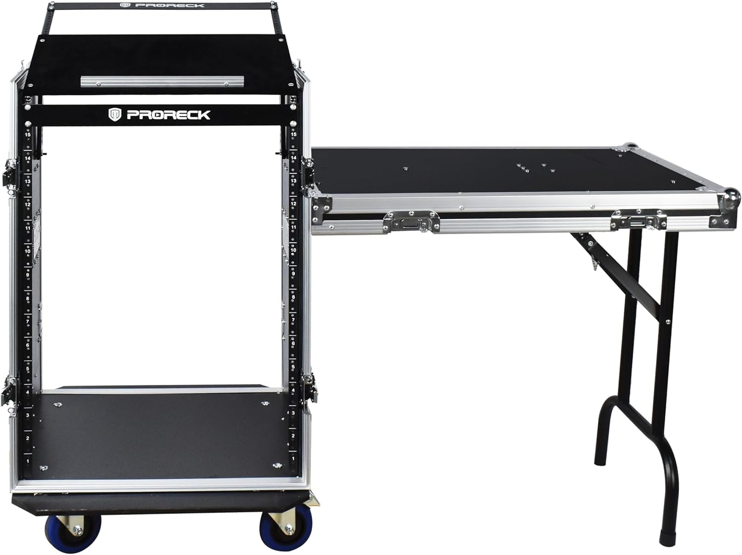 PRORECK 16U Rack/Road Case with Slant Mixer Top, One Side Table and ...