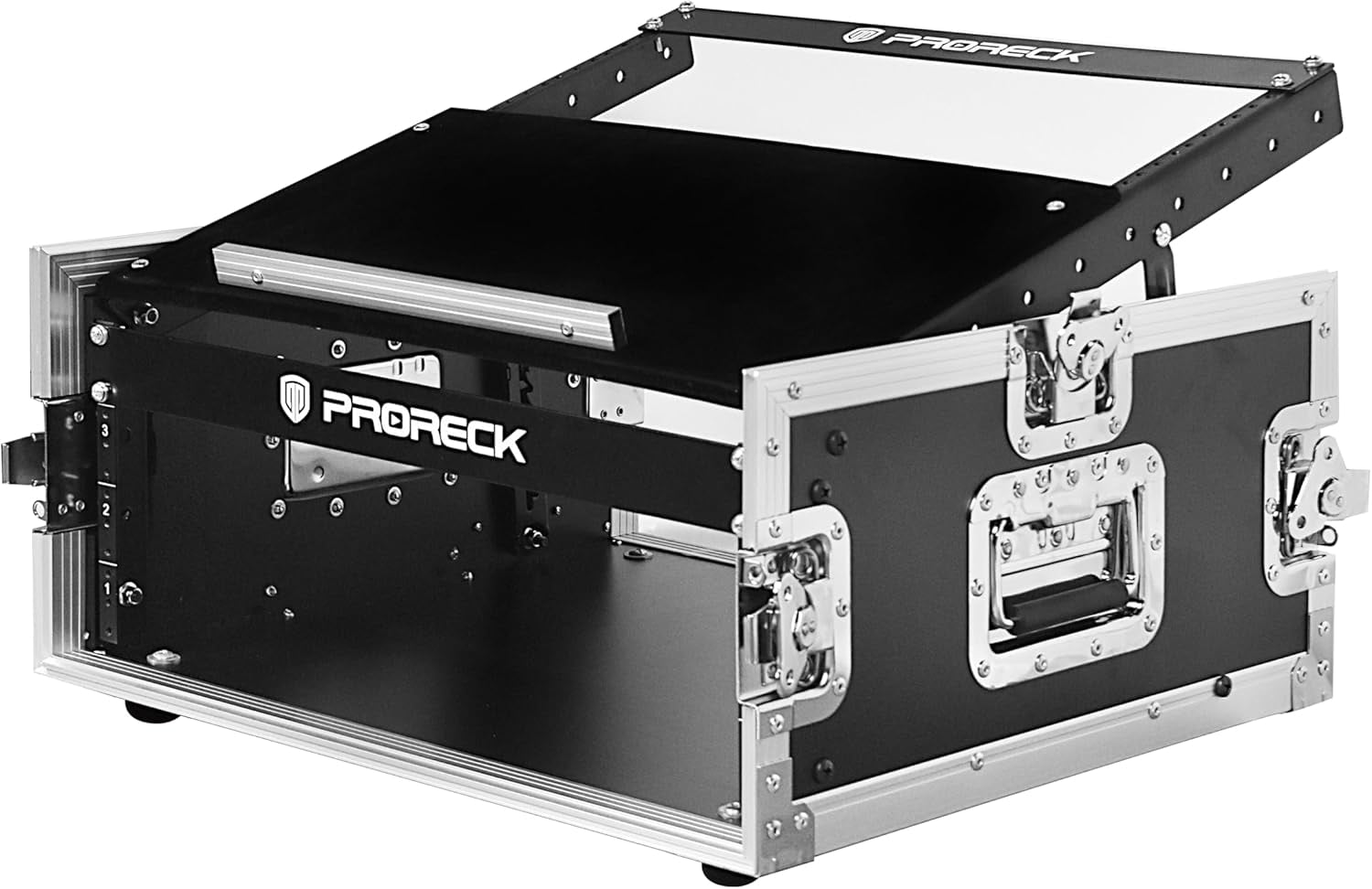 PRORECK 4U Rack/Road Case With Slant Mixer Top, 20'' Rackable Depth ...