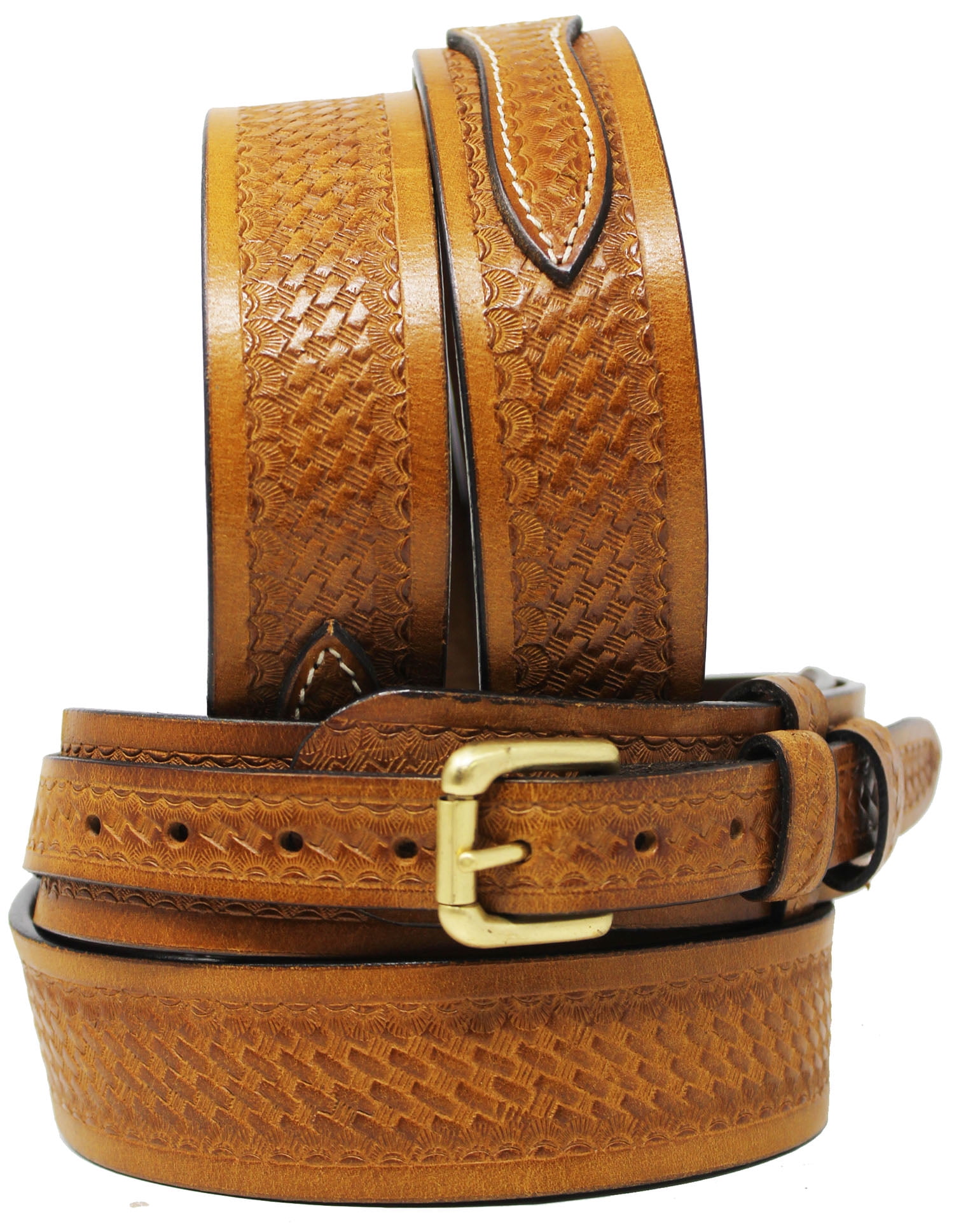 PRORIDER Men's Western RANGER BELT Tooled Leather Basket Weave 26Ranger ...