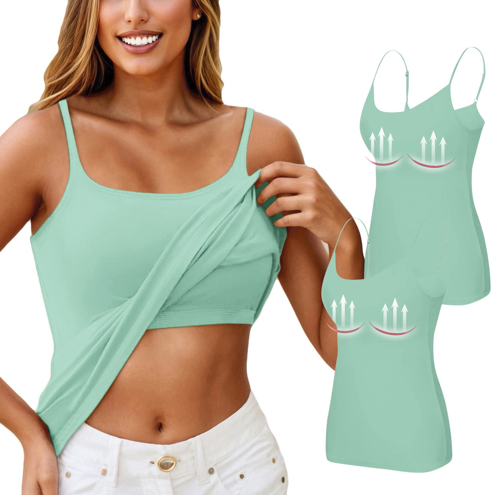 PRORMOOW Shelf Bra Camisole, Back Smoothing Bras for Women, Everyday Bras, 2PC Women's Camisole ...