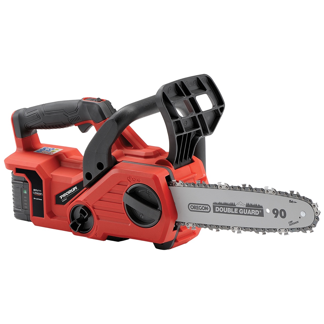 PRORUN 20V 12-in. Brushless Cordless Chainsaw with 4.0 Ah Battery and ...