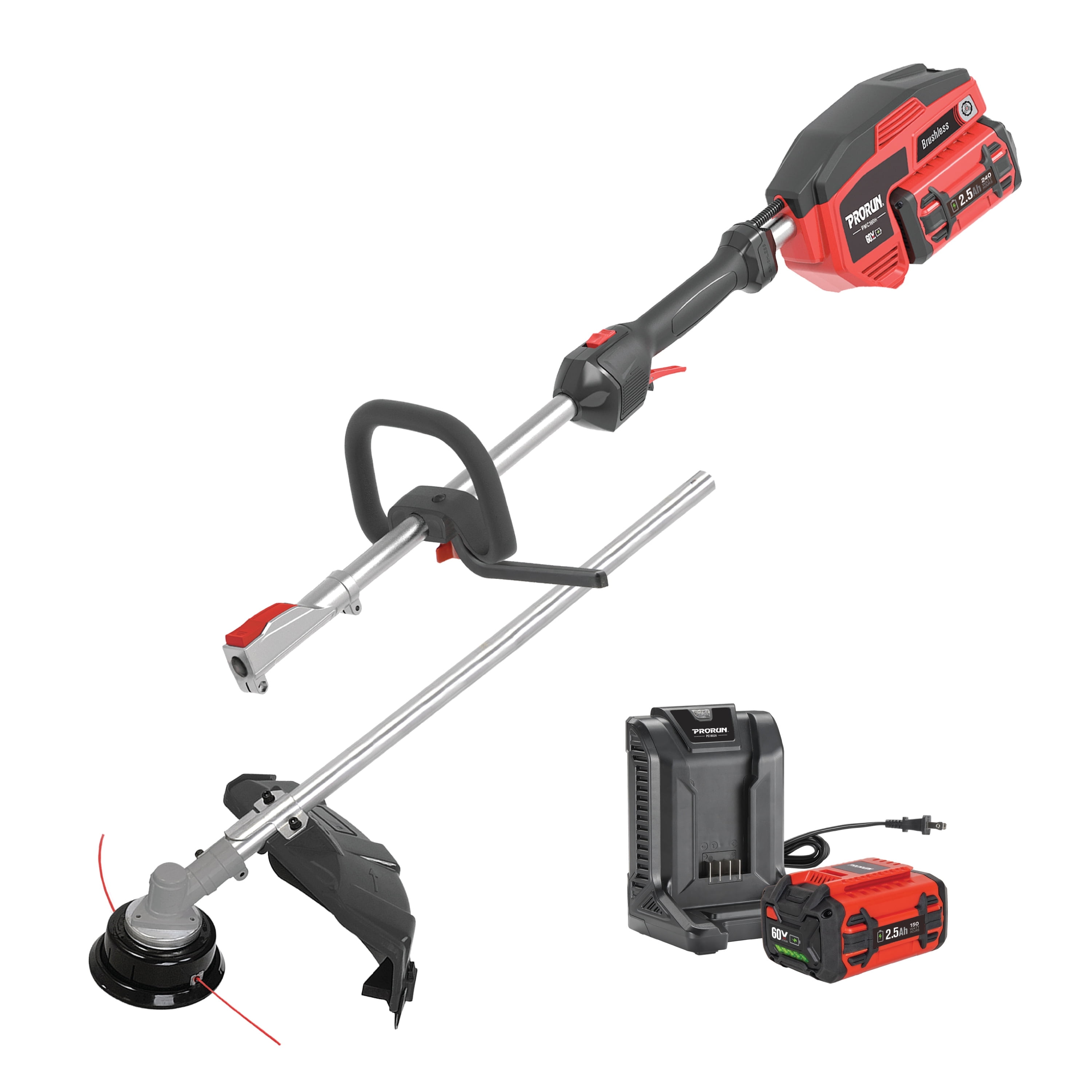 PRORUN 60V Attachment Capable Powerhead and String Trimmer Kit with 2.5 ...
