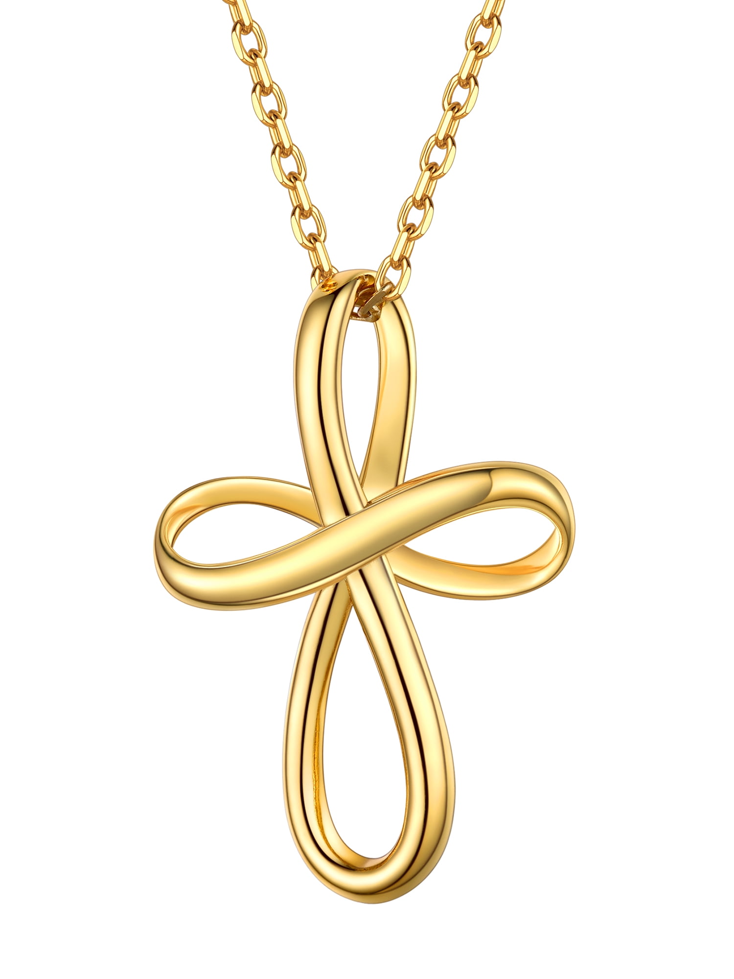 PROSTEE Sterling Silver Infinity Cross Pendant Necklaces for Women,Gold Cubic Zirconia Pendant ...