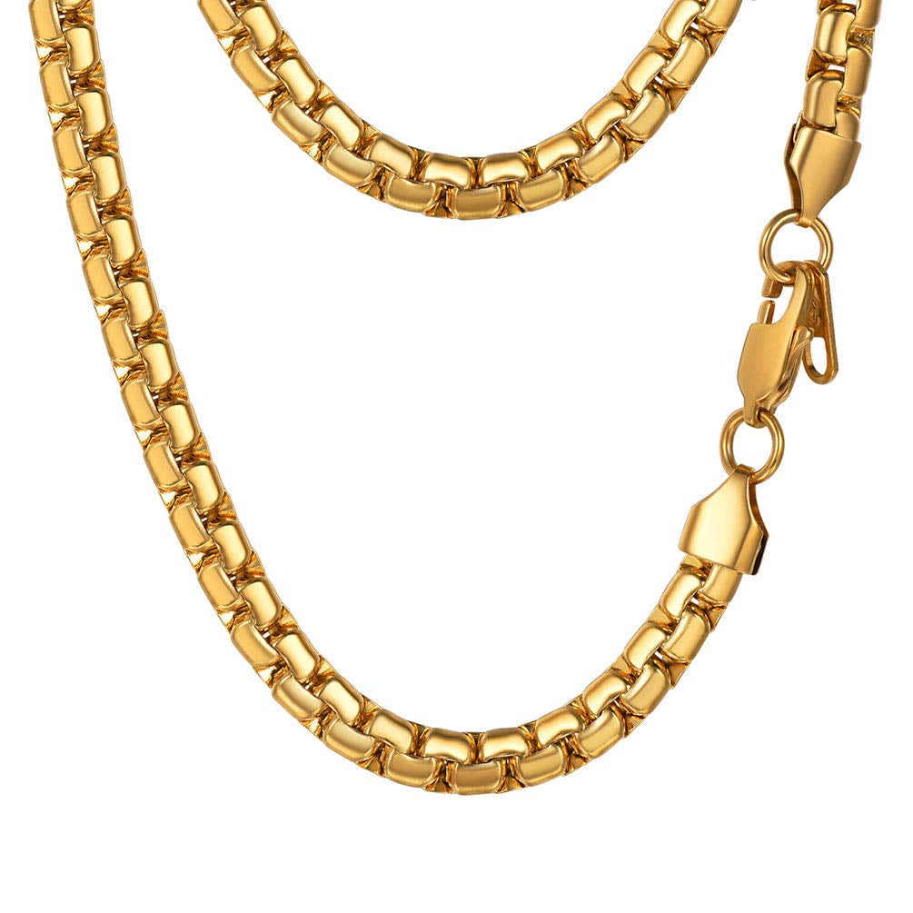 PROSTEEL 14K Gold Plated Chain for Men Women Stainless Steel Round Link ...