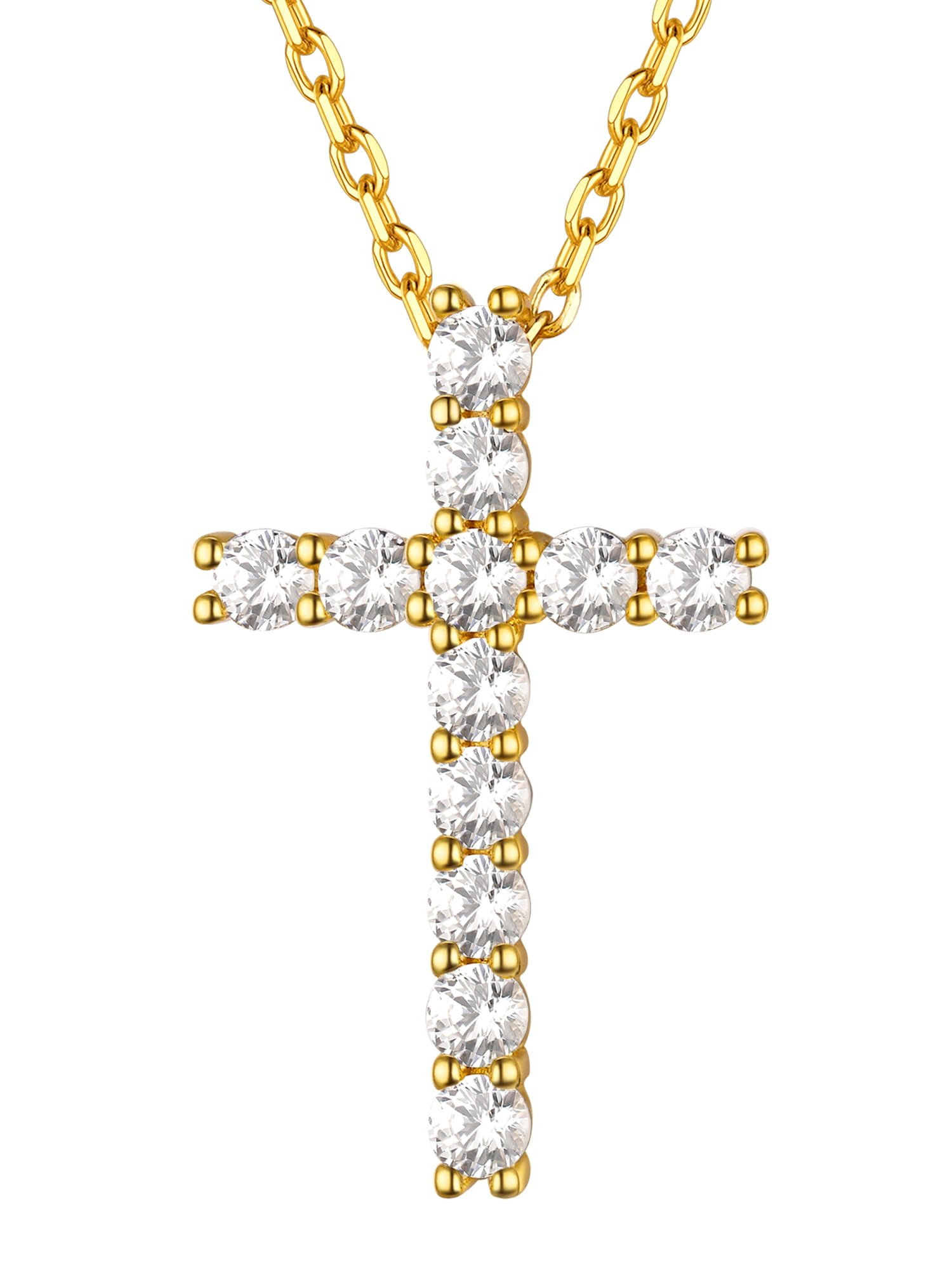 PROSTEEL 14K Gold Plated Sterling Silver Cross Necklace for Women ...