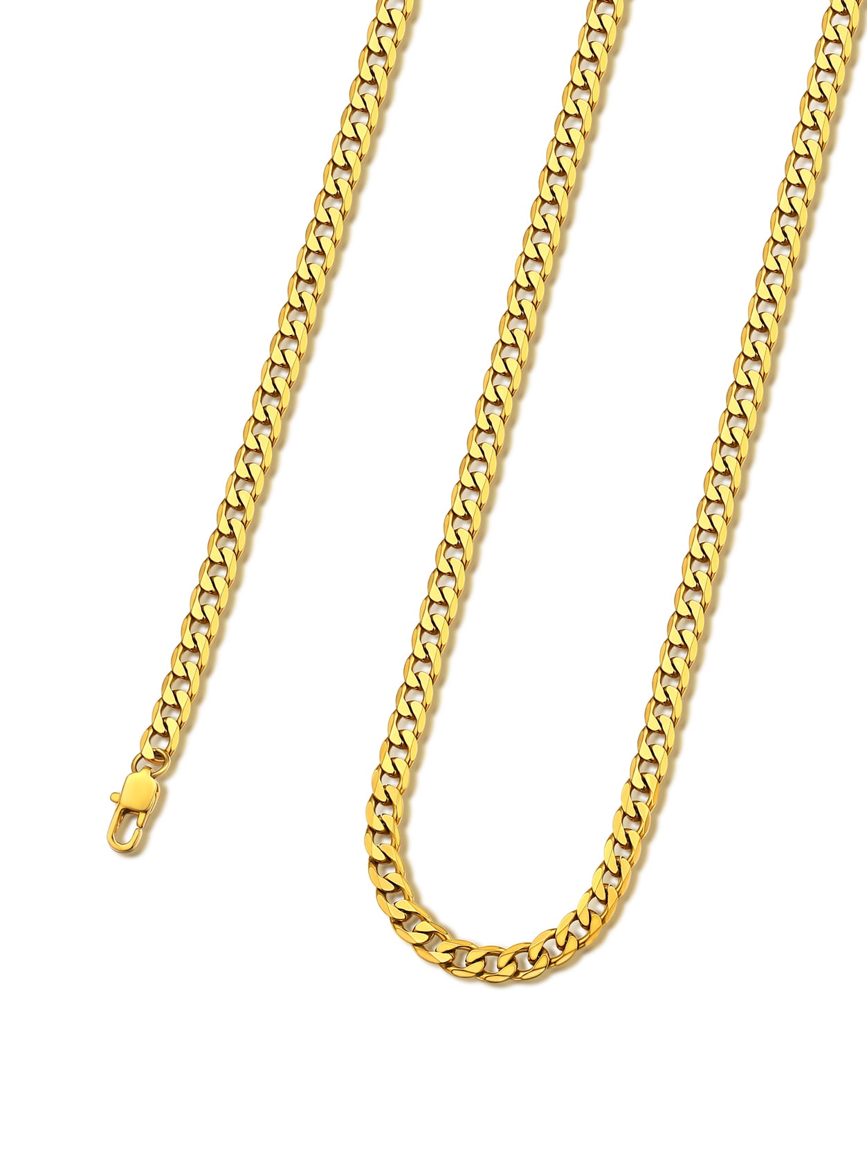 Prosteel 4mm Miami Cuban Chain Necklace, Gold Plated Stainless Steel ...