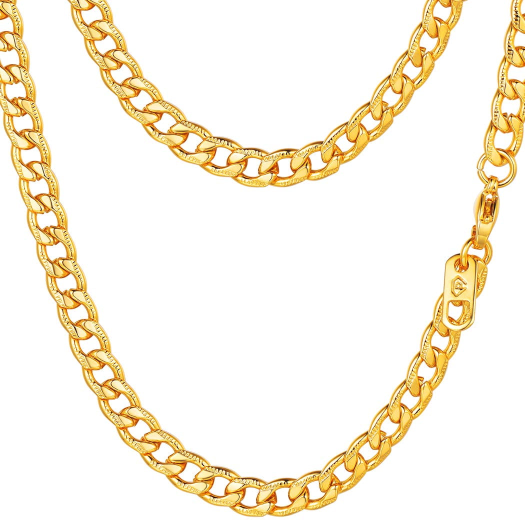 PROSTEEL 5mm Cuban Chain Men Gold Plated Necklaces, Stainless Steel ...