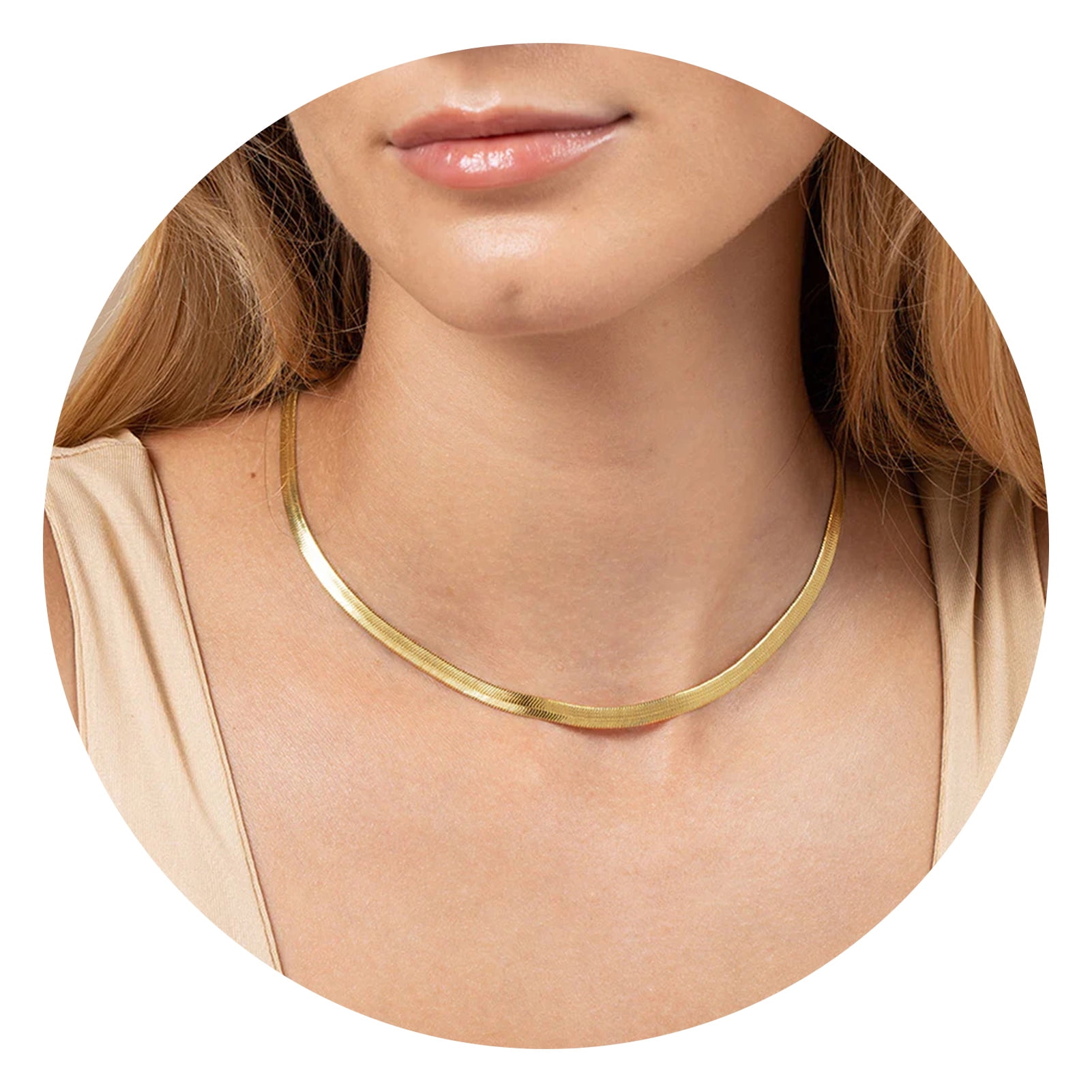 PROSTEEL 5mm Herringbone Chain Necklace Women Gold Chokers Stainless ...