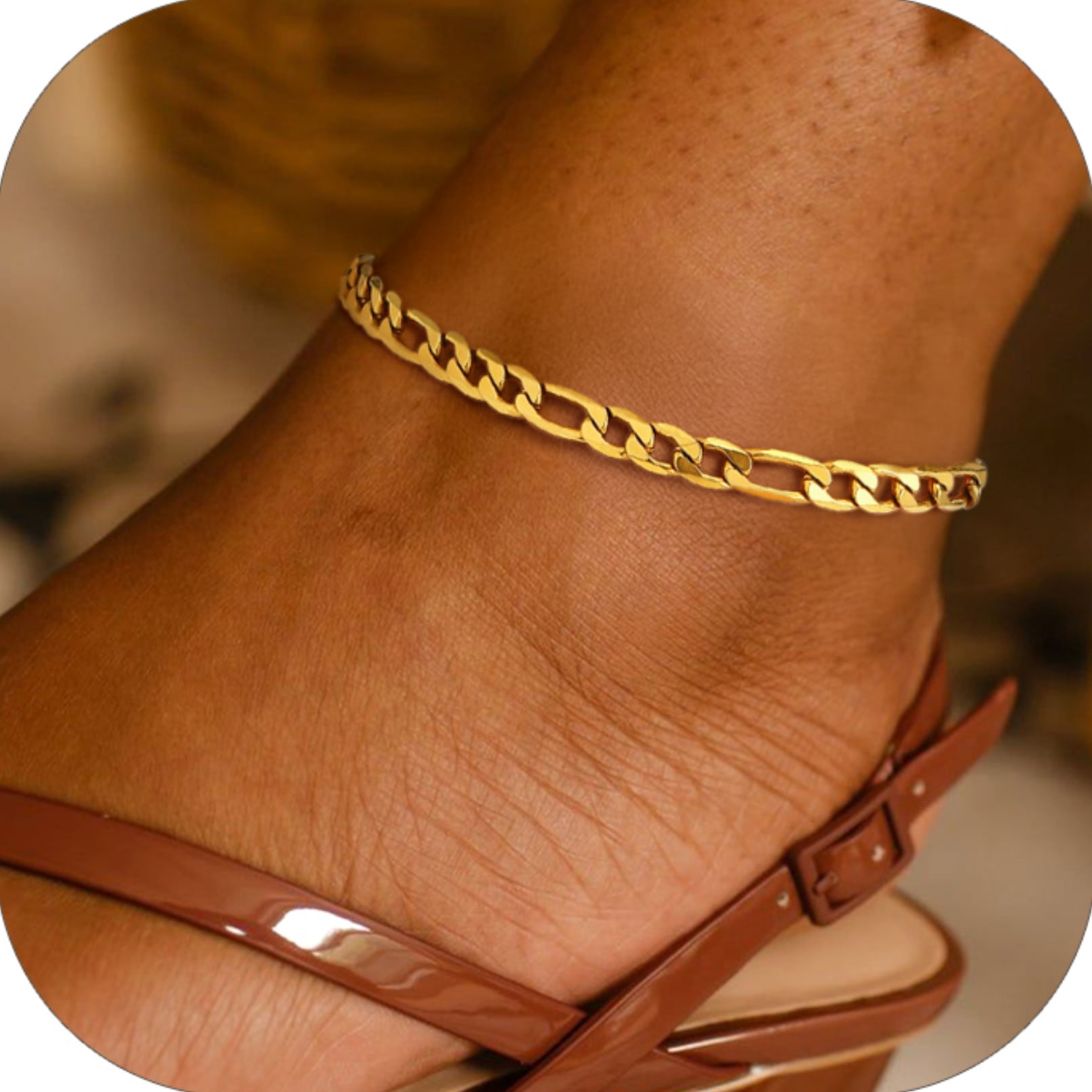 PROSTEEL 6mm Gold Plated Anklet Bracelet for Women, Stainless Steel ...