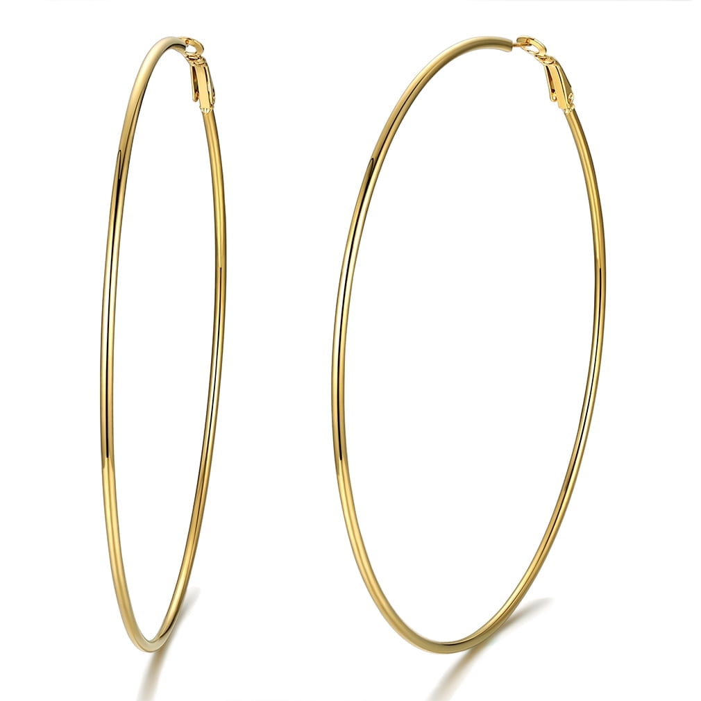PROSTEEL Jewelry: Gold Plated 100mm Big Hoop Earrings, Stainless Steel ...