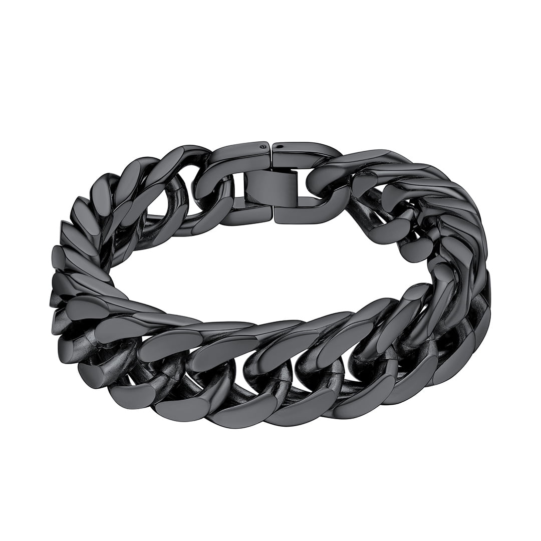 PROSTEEL Black Cuban Chain Bracelets Stainless Steel 8mm Franco Chain ...