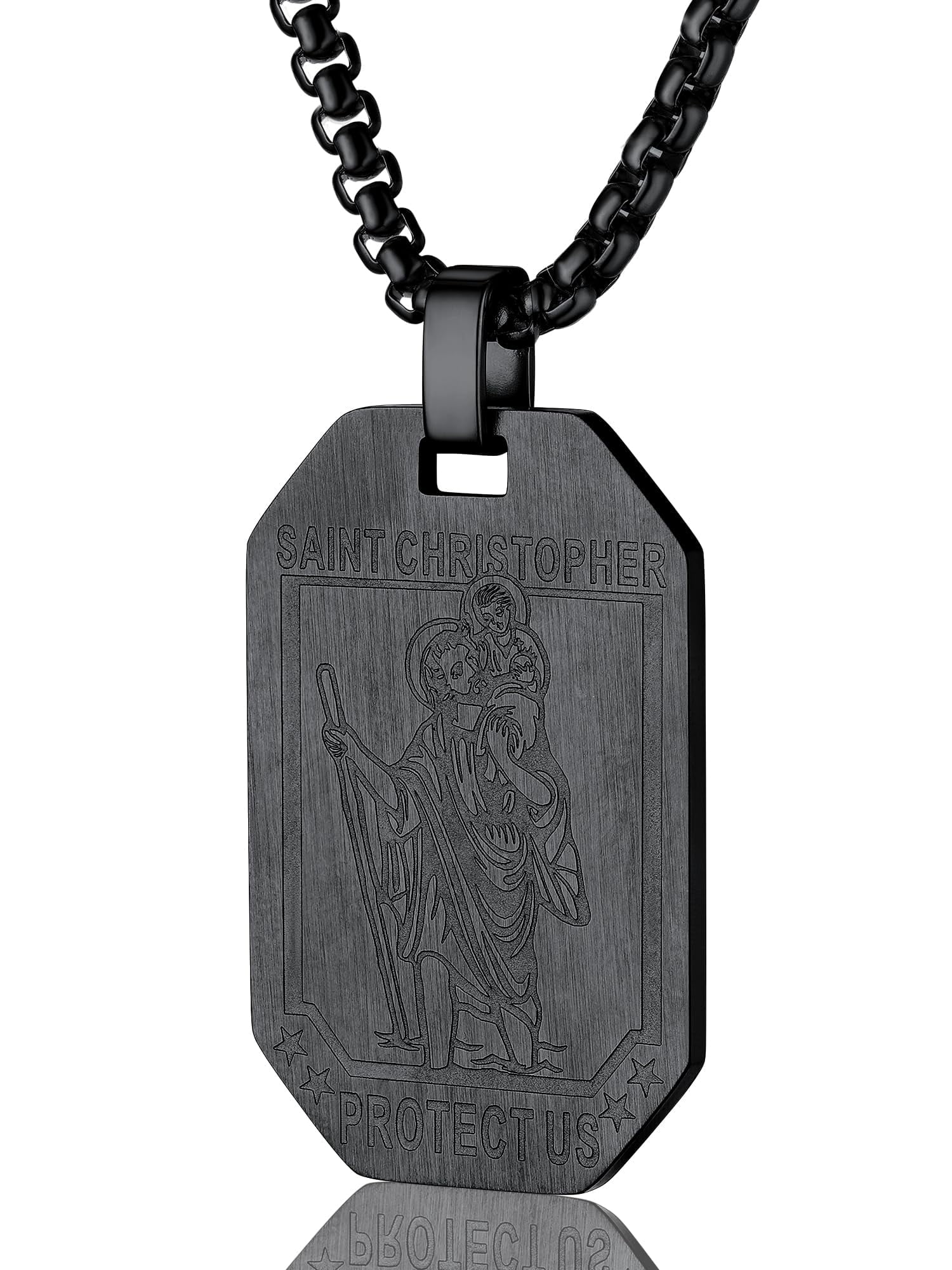PROSTEEL Black Pendant Necklace Saint Christopher Necklace for Son Mens ...