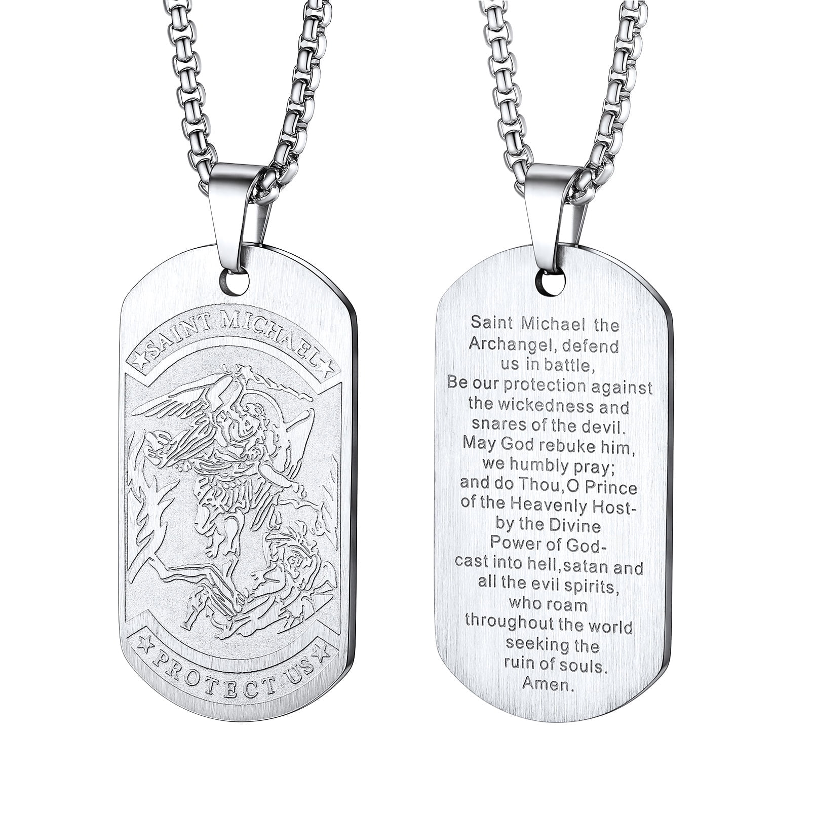 PROSTEEL Saint Michael Pendant, Stainless Steel Dog Tag, Religious ...