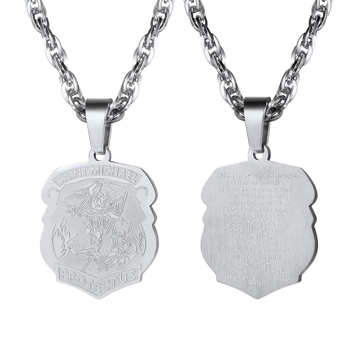 PROSTEEL Catholic Saint Michael Pendant Hexagon Christian Baptism Faith ...