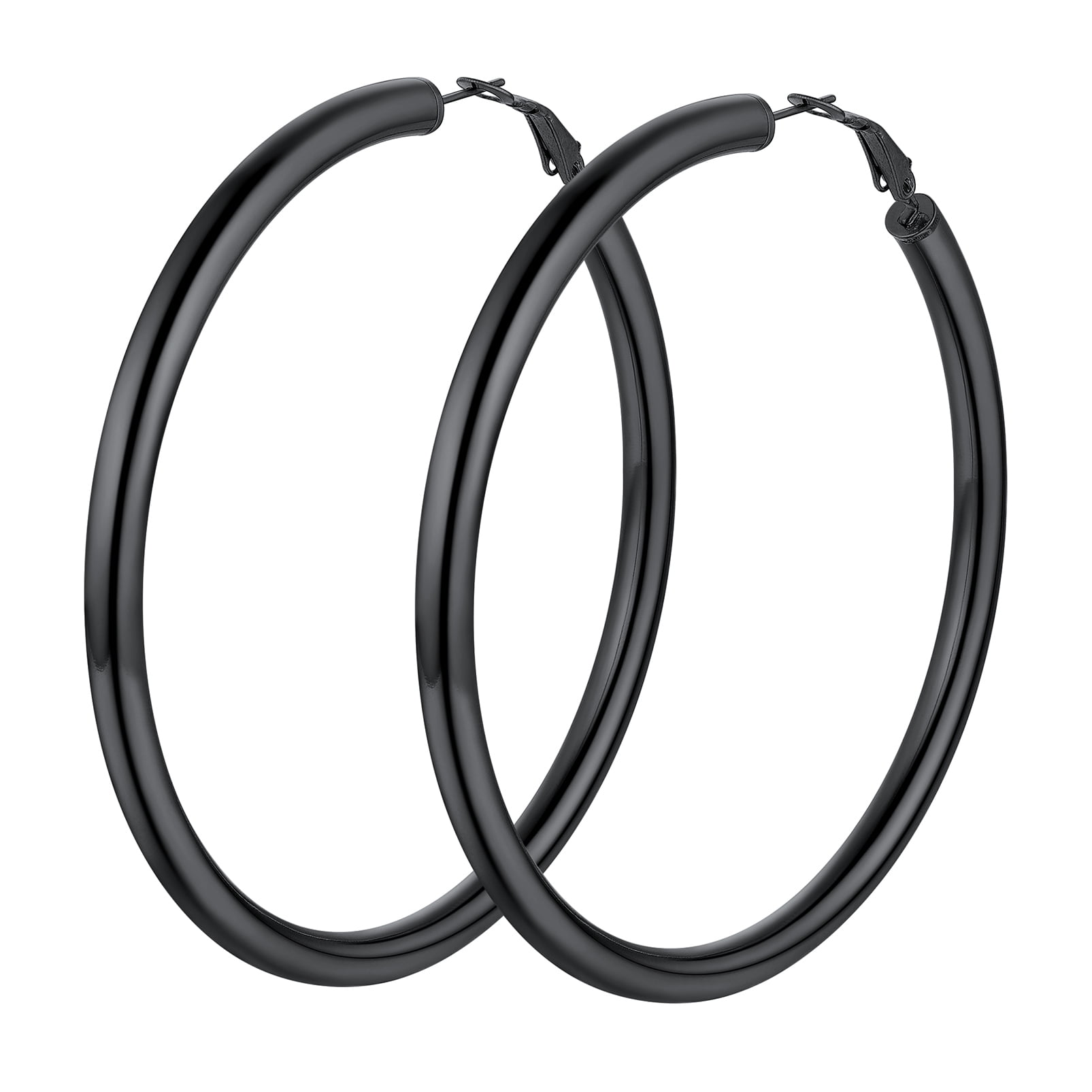 PROSTEEL Chunky Hoop Earring for Women Big Stainless Steel Black Circle ...