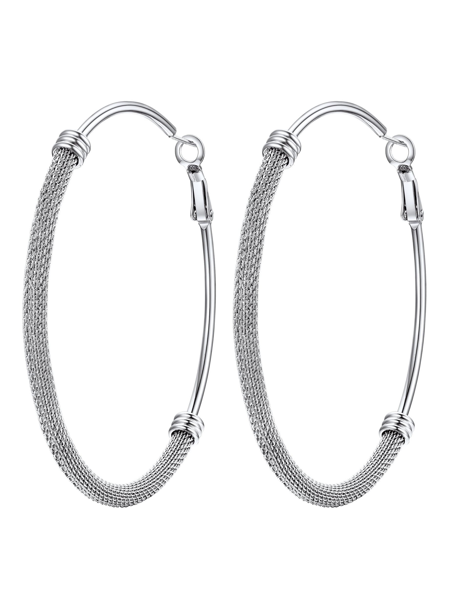 PROSTEEL Chunky Silver Hoop Earrings for Women 70MM Large Hoops Jewelry ...