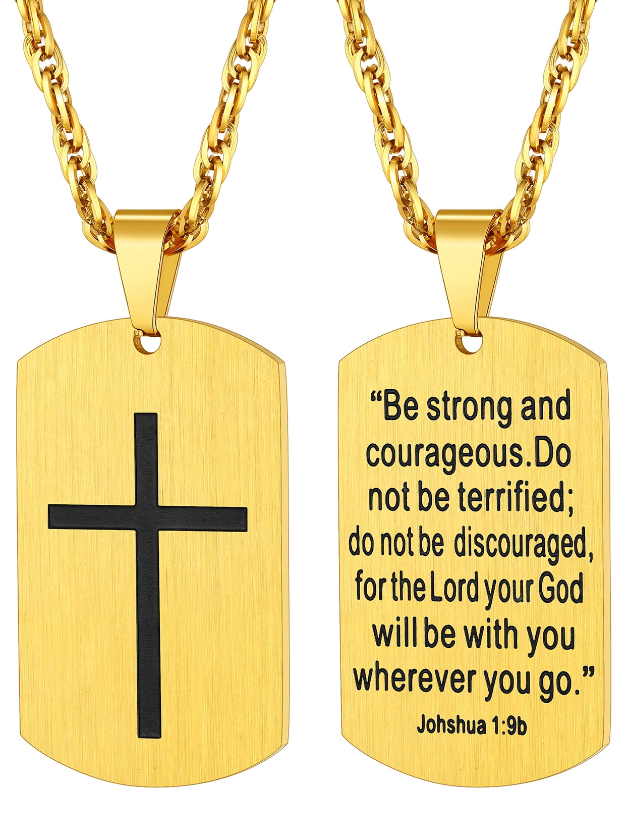 PROSTEEL Cross Necklace Bible Verse Gold Pendant for Men Stainless ...