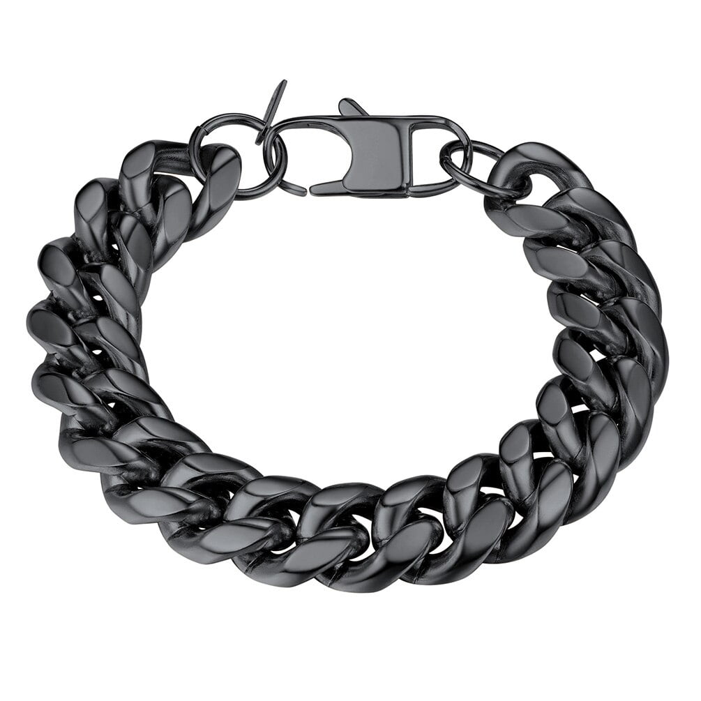 PROSTEEL Cuban Link Black 14MM Wide Black Chain Bracelets Punk Mens ...