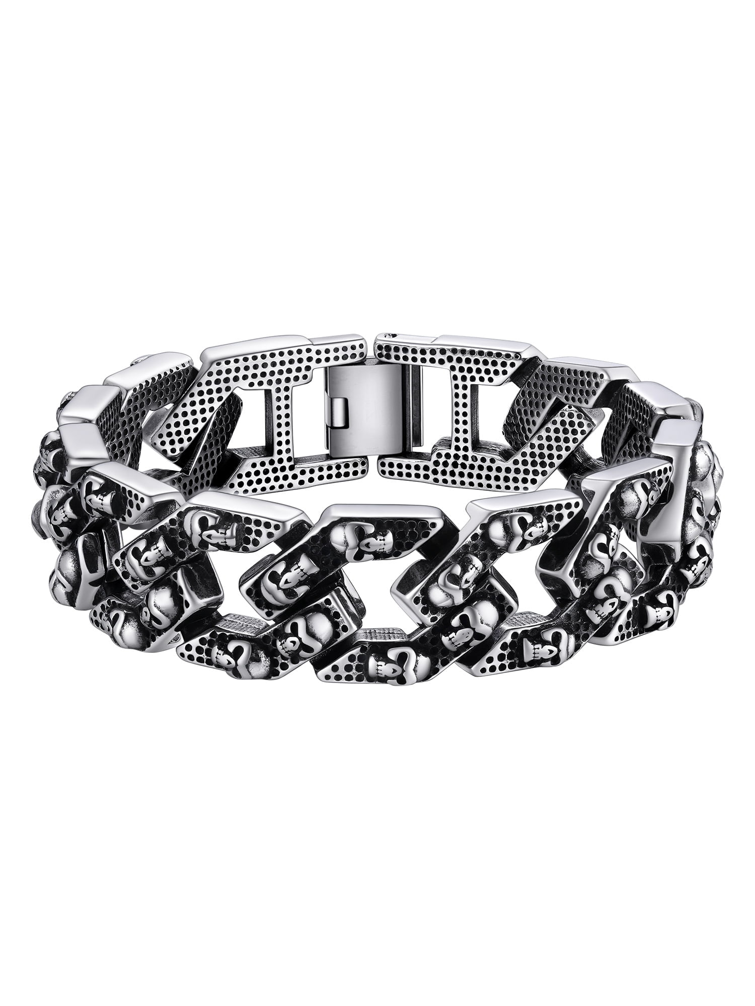 PROSTEEL Cuban Link Chain Bracelet for Men Silver 16MM Stainless Steel ...