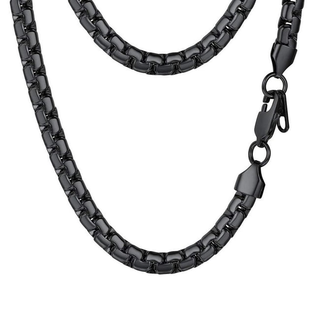 PROSTEEL Mens Chain Stainless Steel Round Link Chain Black Necklaces ...