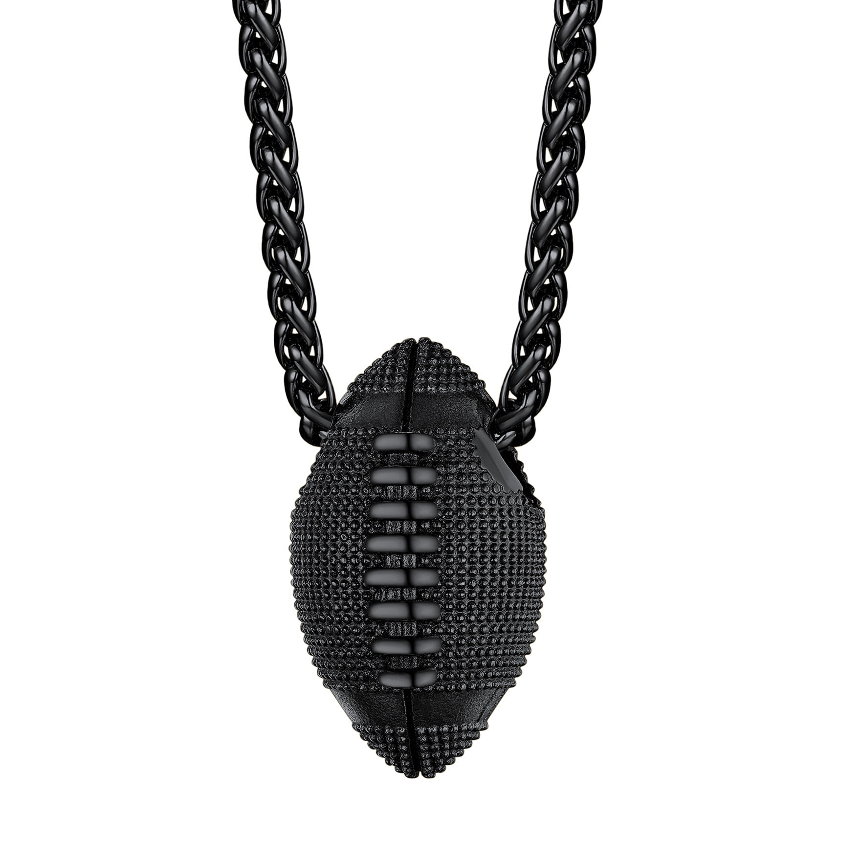 PROSTEEL Football Necklace Black Ball 3D Pendant Sport Necklaces for ...