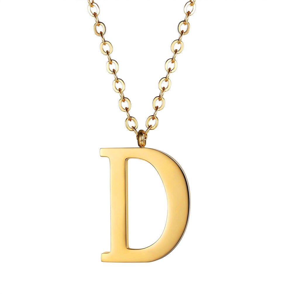 PROSTEEL Initial Pendant D Gold Plated Necklace Alphabet Letter ...