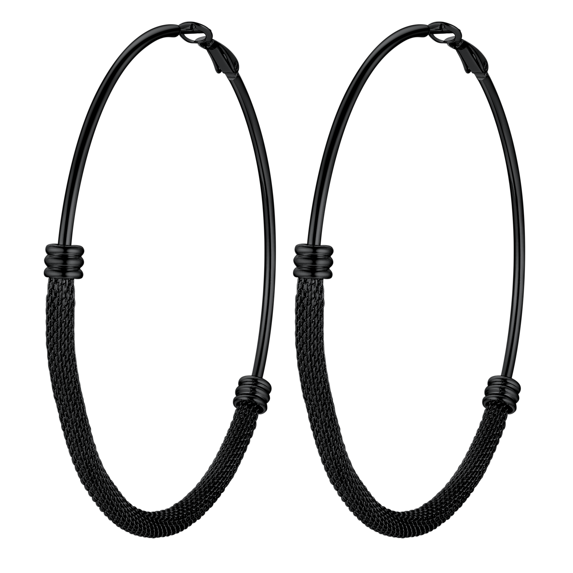 Body Candy Fashion Earrings for Women 40mm Black PVD Stainless Steel ...