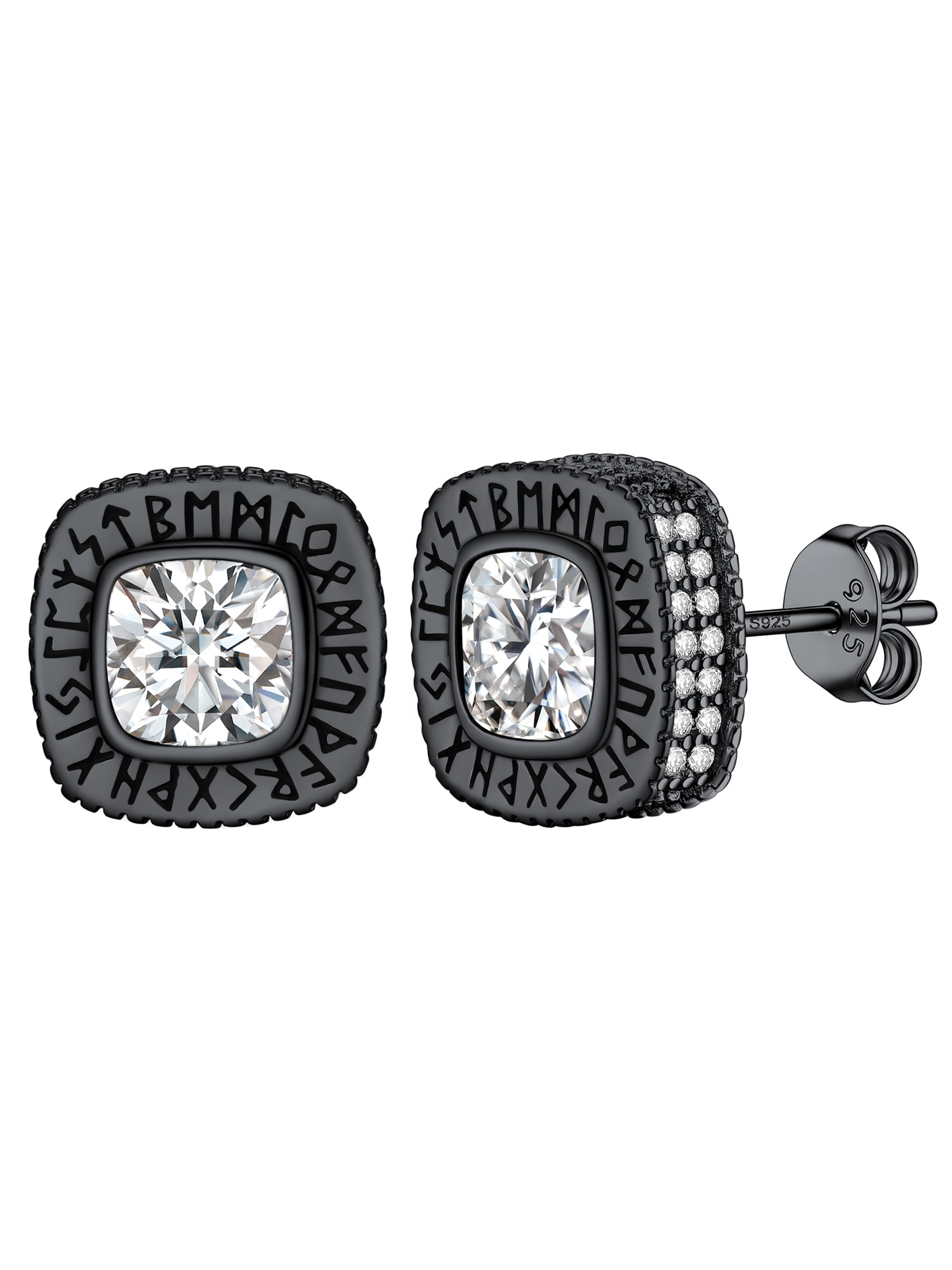 PROSTEEL Round Stud Earrings with Shinny Black Cubic PROSTEEL Round Stud Earrings with Shinny Black Cubic