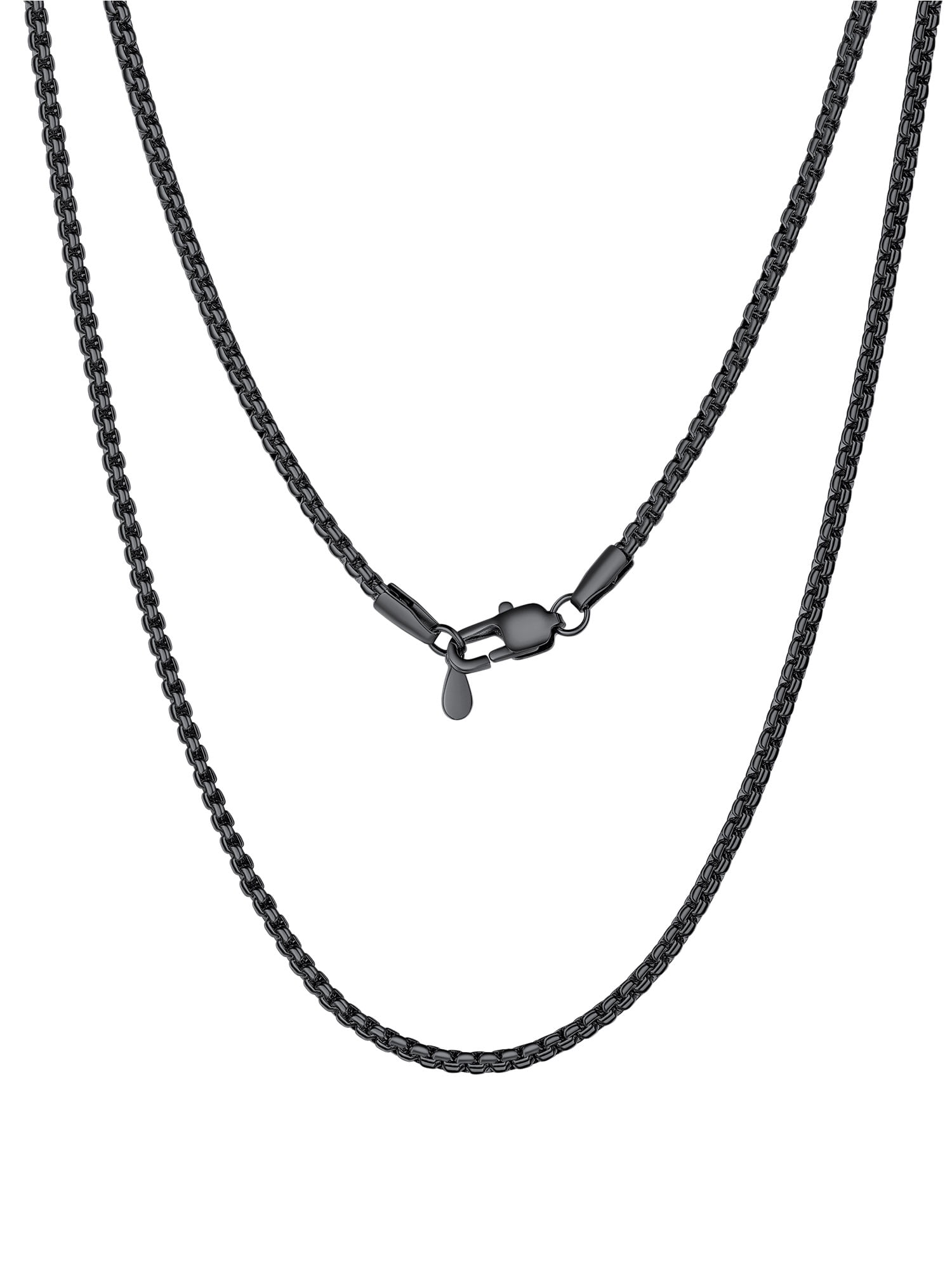 PROSTEEL Mens Chain Stainless Steel Round Link Chain Black Necklaces ...
