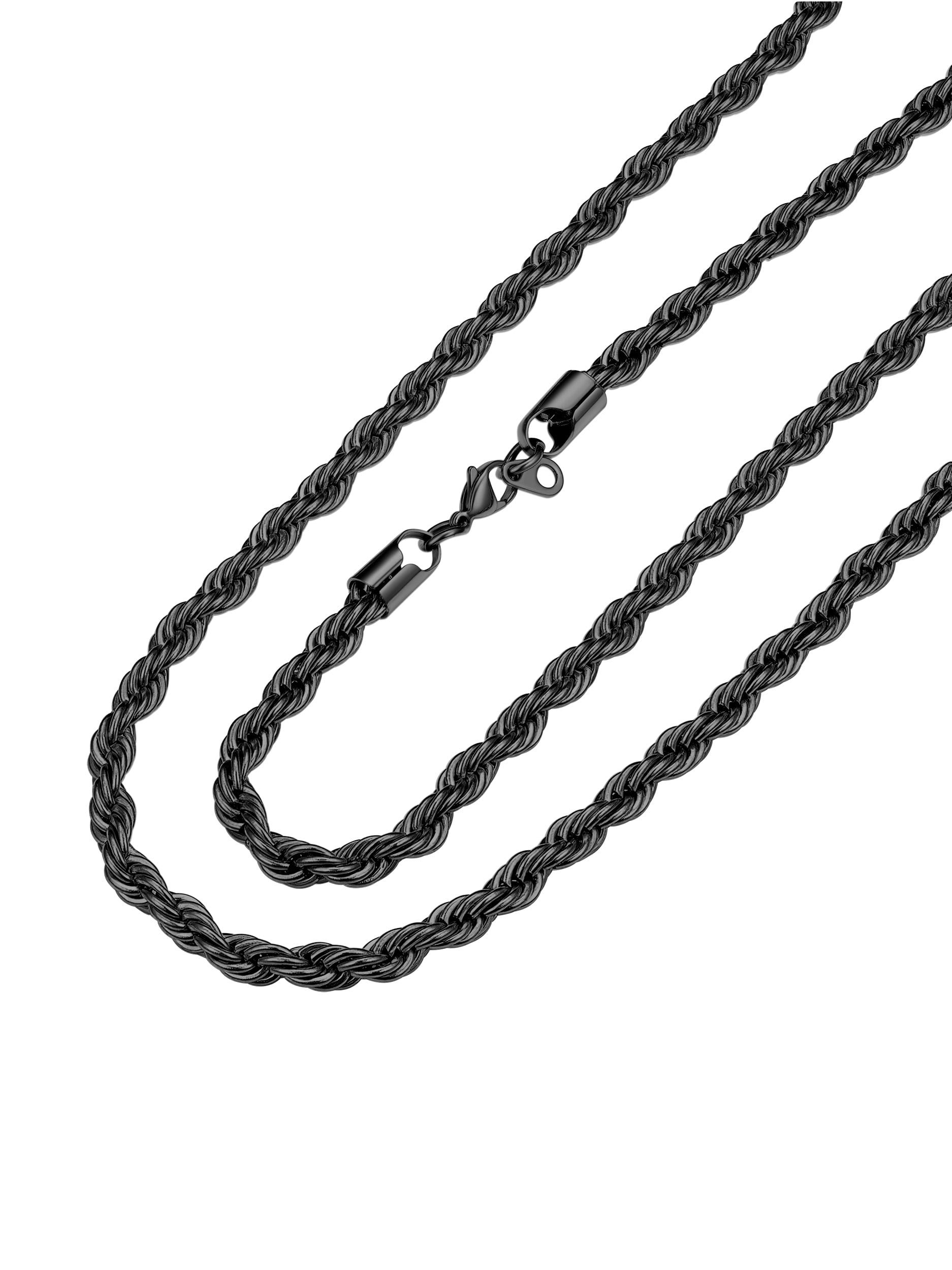 PROSTEEL Mens Necklace Black Rope Chain for Men Gift 6mm 30 Inch ...