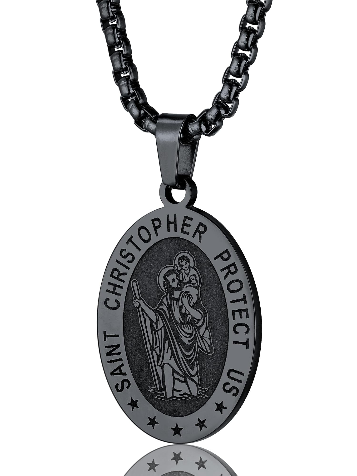 PROSTEEL Saint Christopher Medal Necklace, Stainless Steel, Protection ...