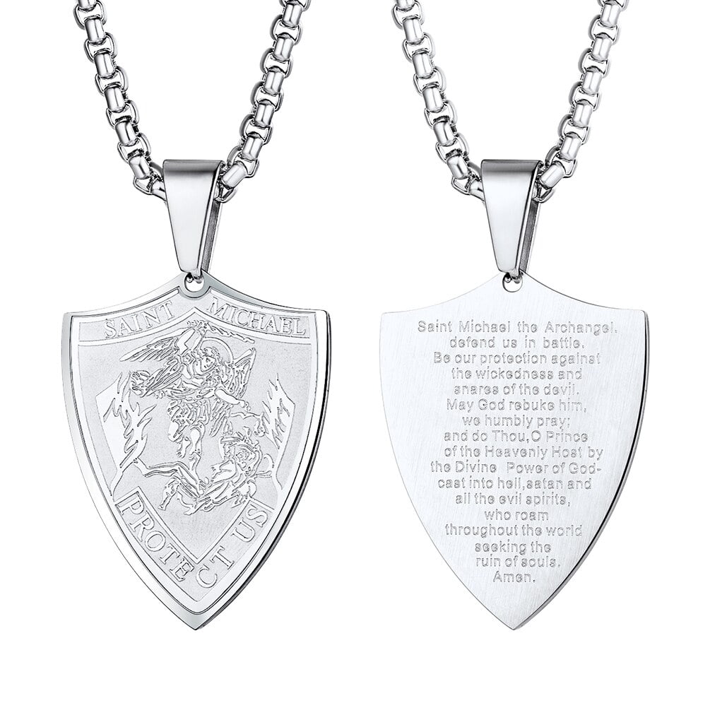PROSTEEL Saint Michael Catholic Pendant for Men Christian Baptism Faith ...