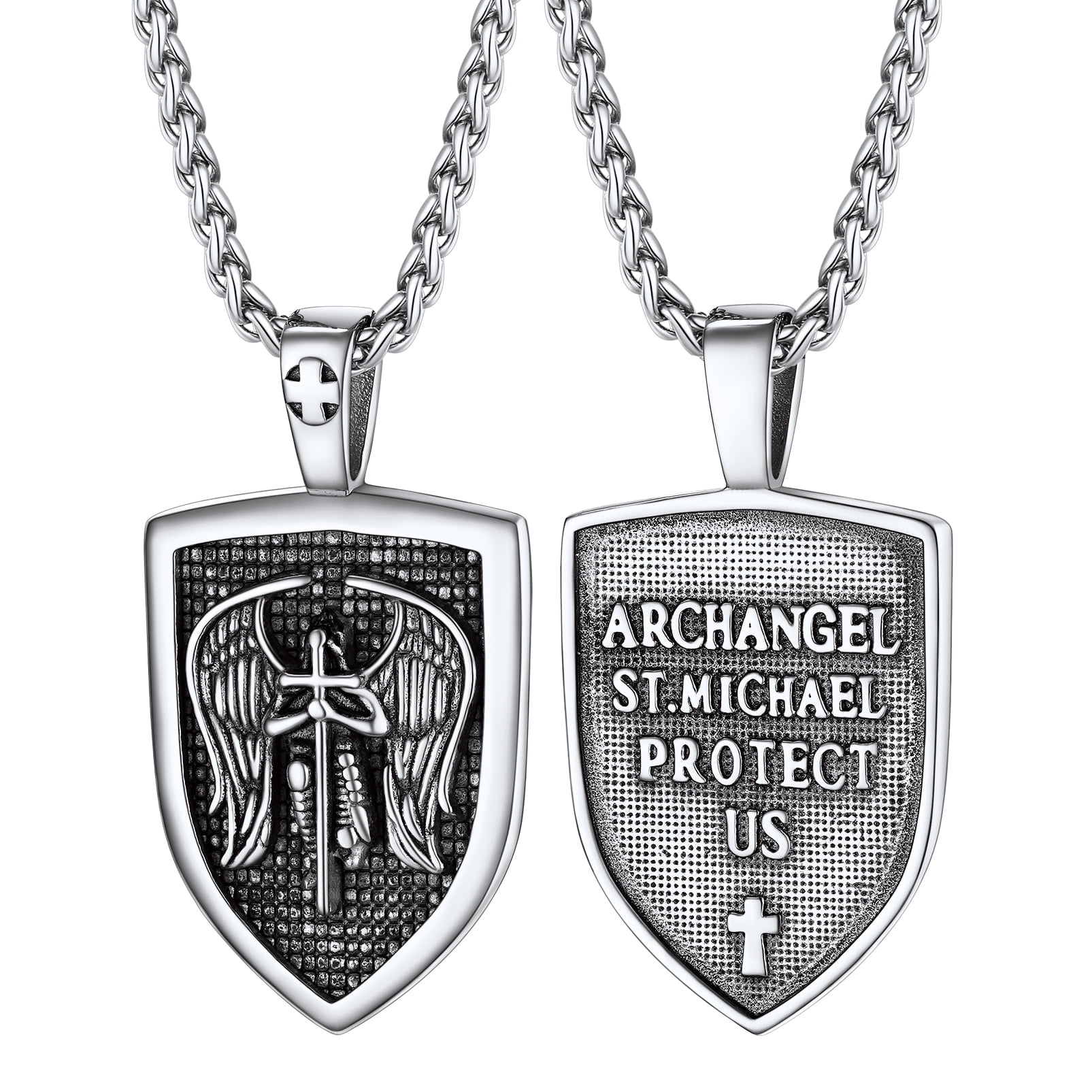 PROSTEEL Shield Pendant Amulet Necklace for Mens Saint Michael The ...