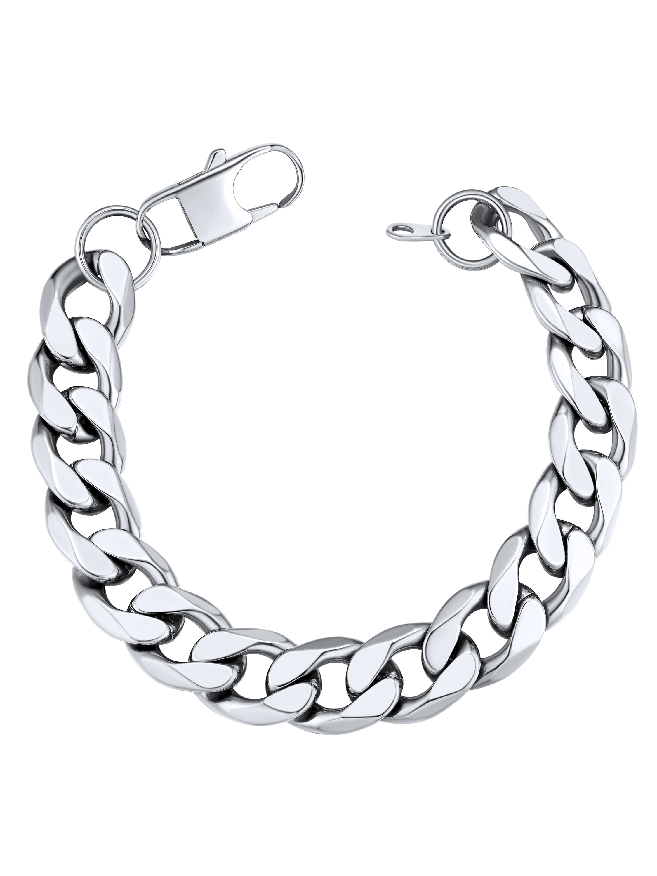 PROSTEEL Silver Cuban Bracelet for Men Thick Curb Link Chain 13MM 9 ...