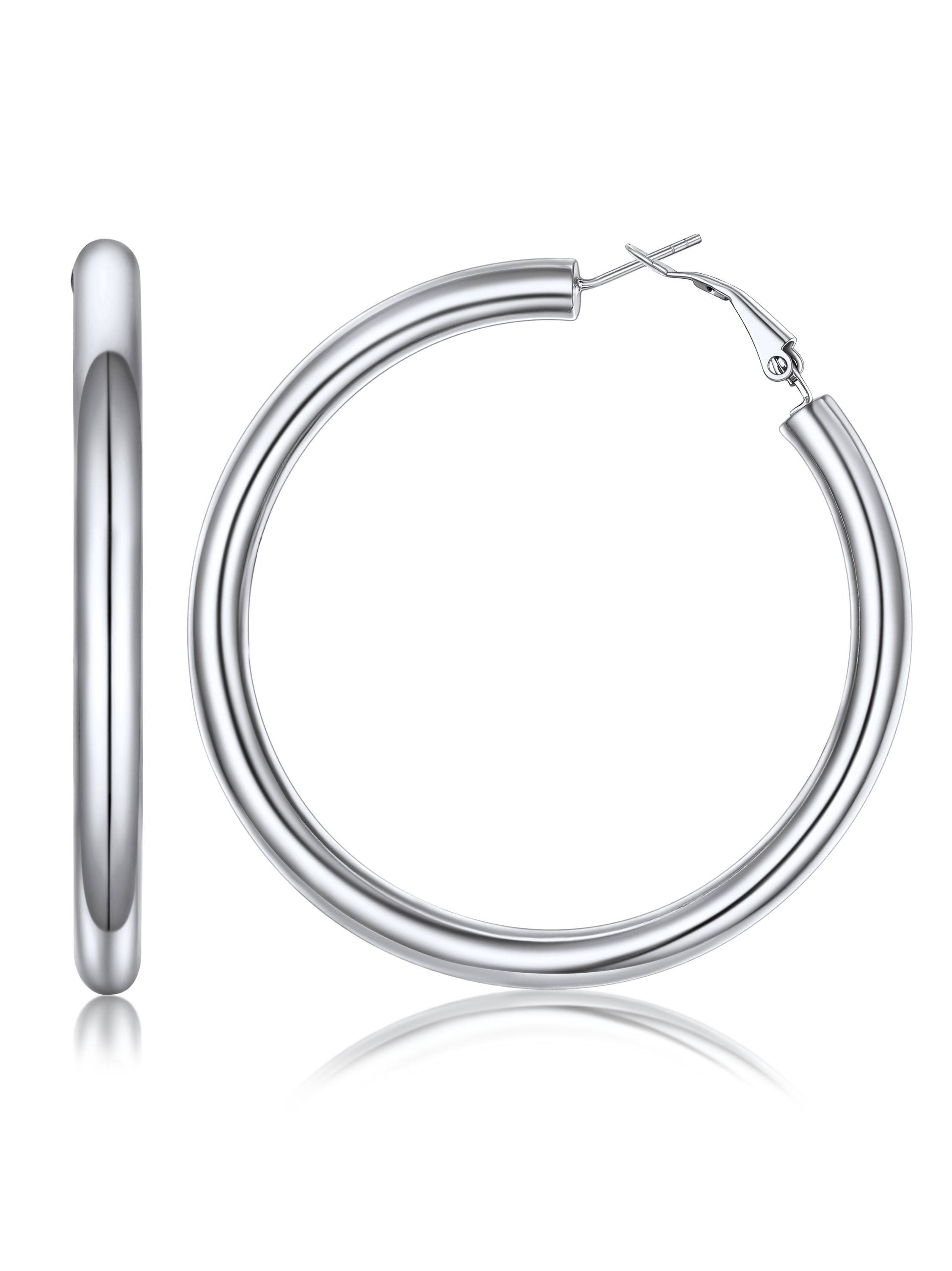 Prosteel Silver Hoop Earrings for Women 60mm Large Stainless Steel ...