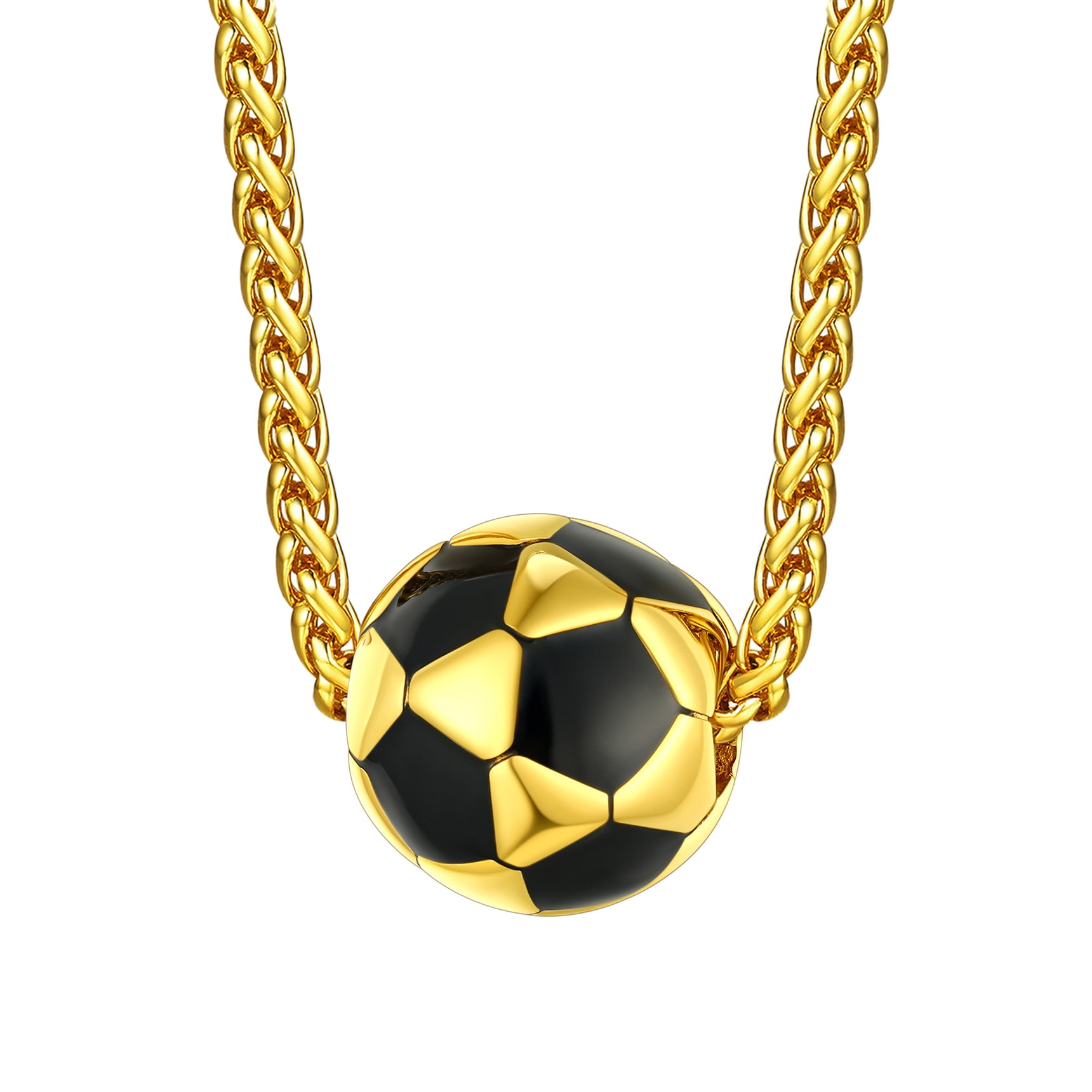 PROSTEEL Soccer Ball Necklace for Son Father 14K Gold Plated 3D Pendant ...