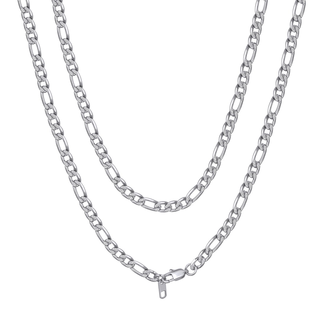 PROSTEEL Stainless Steel Figaro Chain Necklace 6mm 22 Inches Silver ...