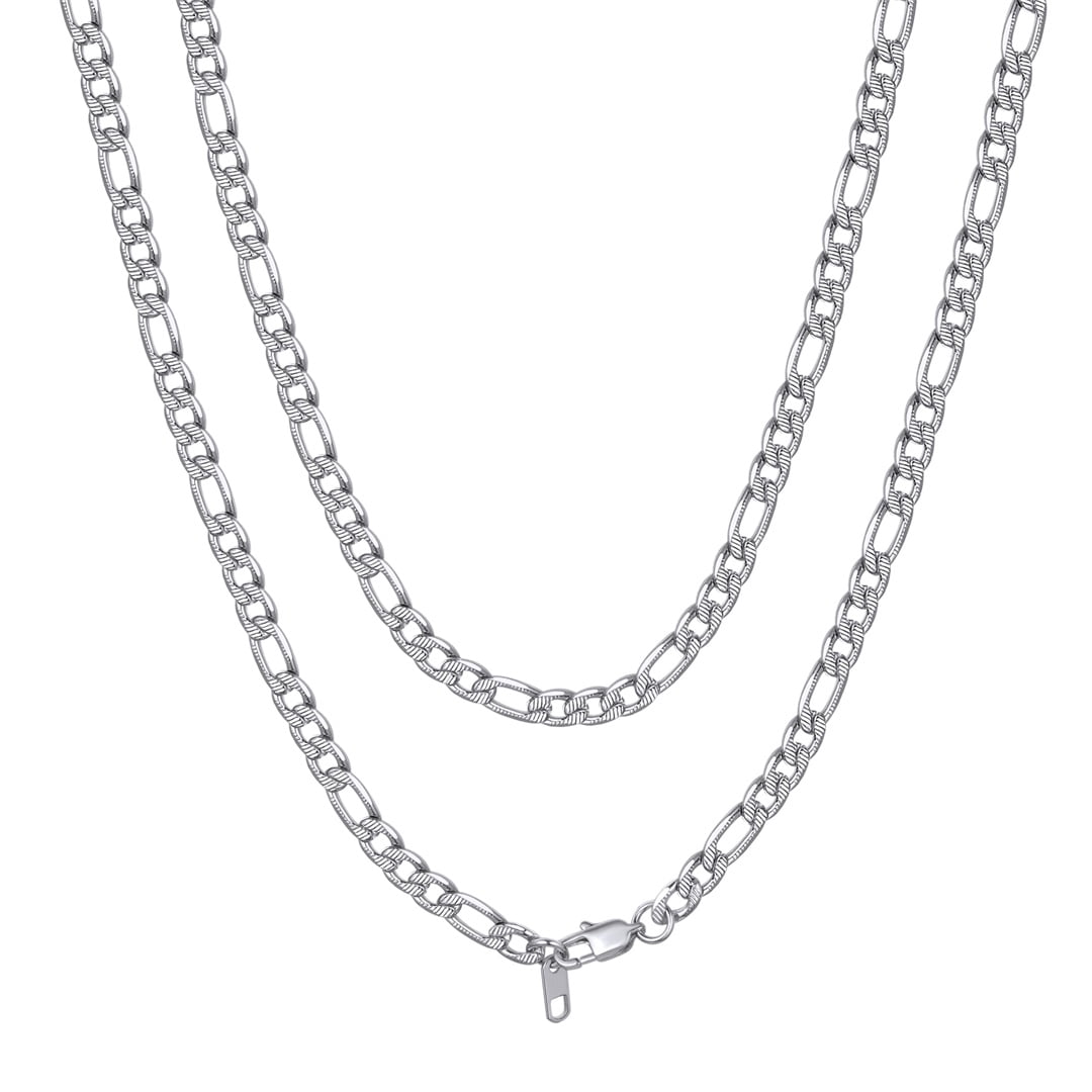 PROSTEEL Stainless Steel Figaro Chain Necklace 6mm 26 Inches Silver ...