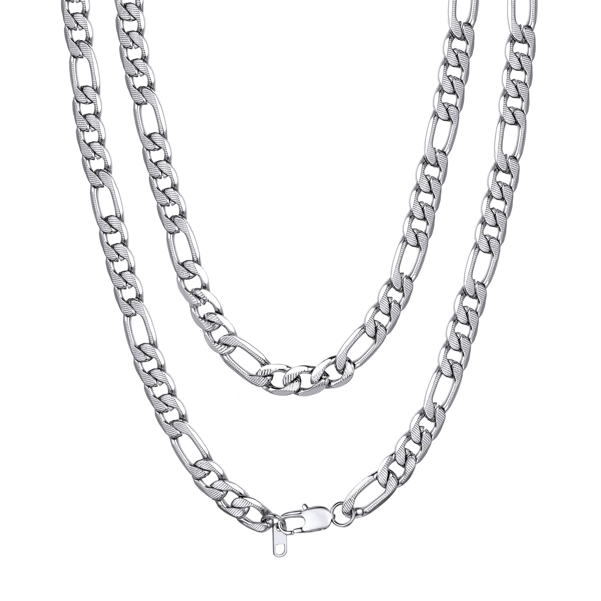 PROSTEEL Stainless Steel Figaro Chain Necklace 9mm 22 Inches Silver ...
