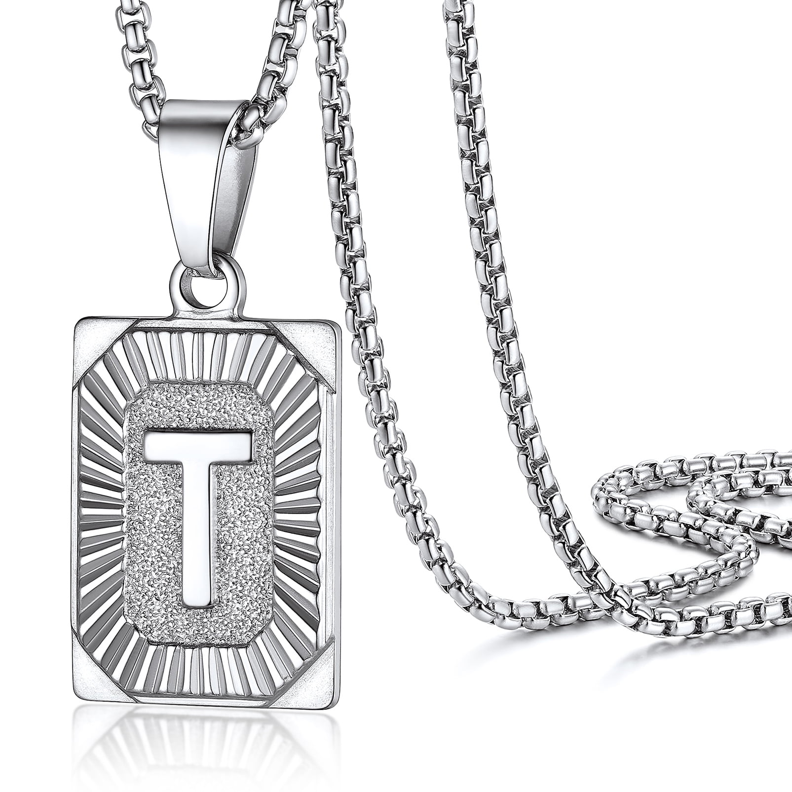 PROSTEEL Stainless Steel Initial Pendant Necklace for Men Women, Letter ...