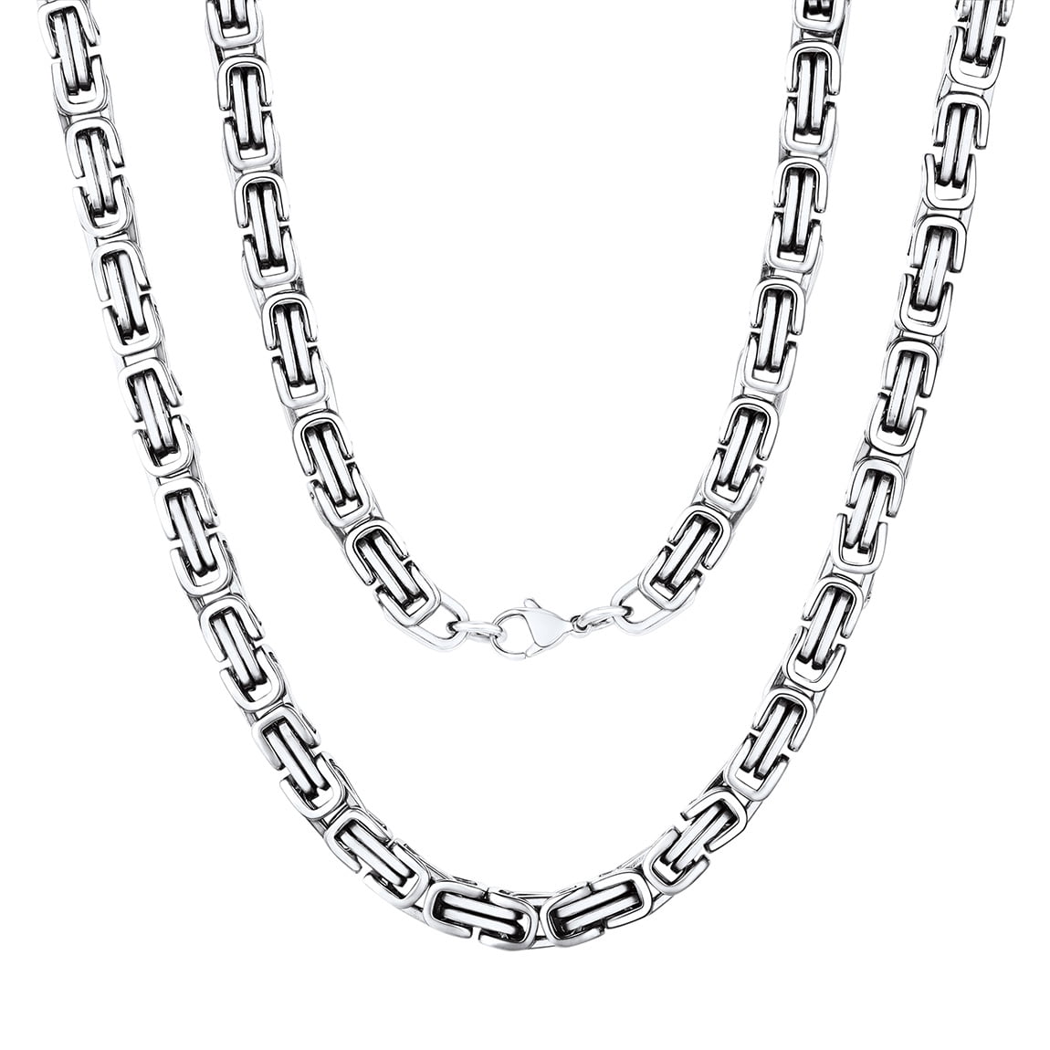 PROSTEEL Stainless Steel Silver Necklace 6MM Byzantine Link Chain for ...