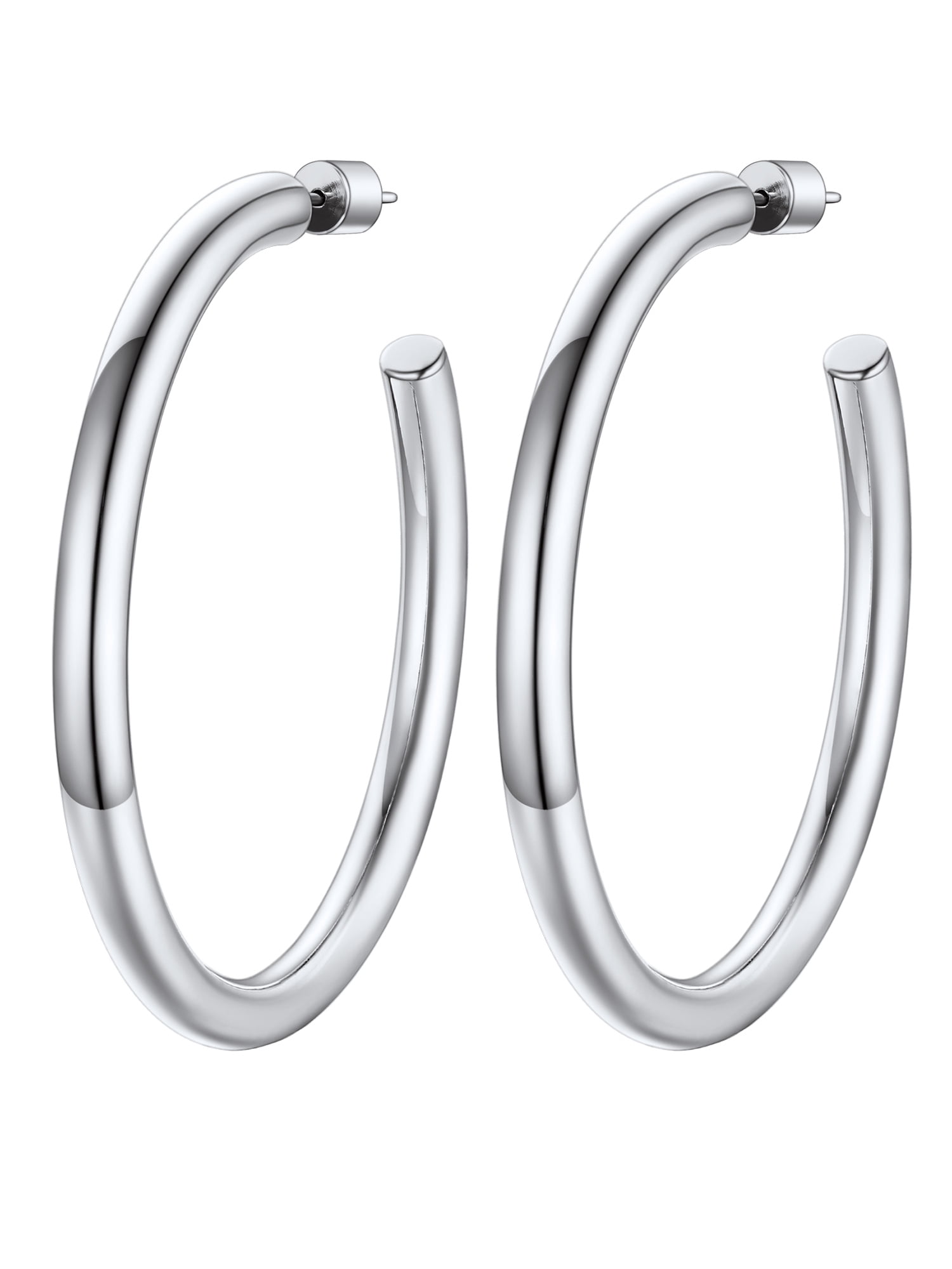 PROSTEEL White Gold Chunky Hoop Earrings For Women Lightweight Open ...