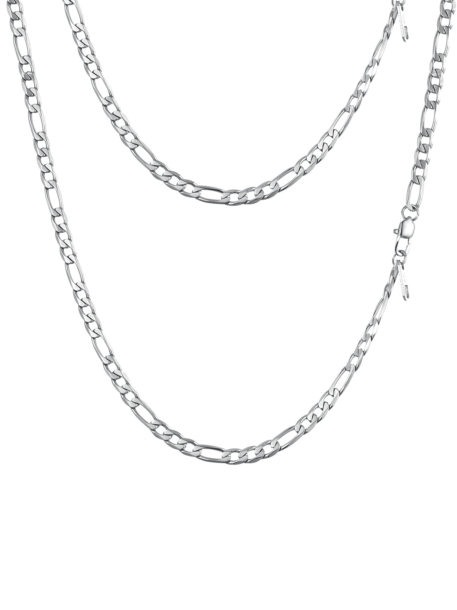 PROSTEEL White Gold Plated Figaro Necklaces for Women Men 4mm Stainless ...