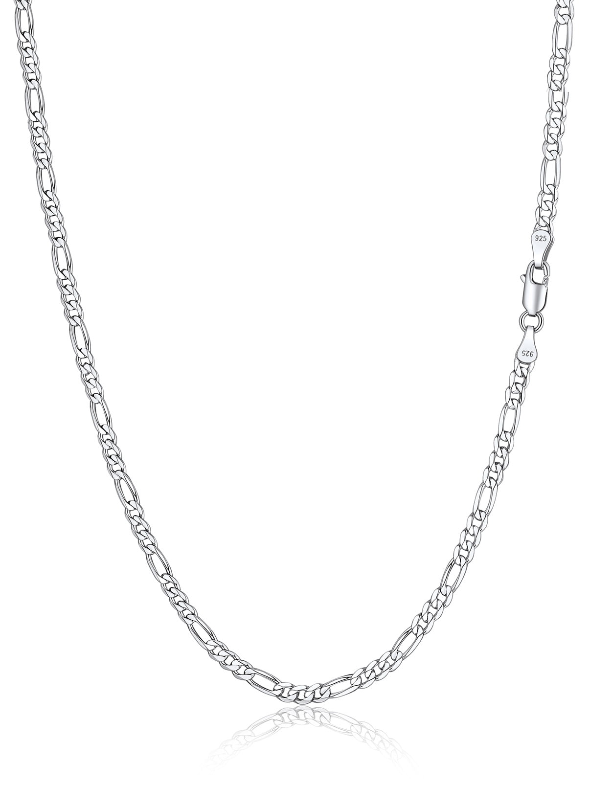 PROSTEEL Women Men 3mm Chain Necklace Figaro Chain Solid 925 Sterling ...