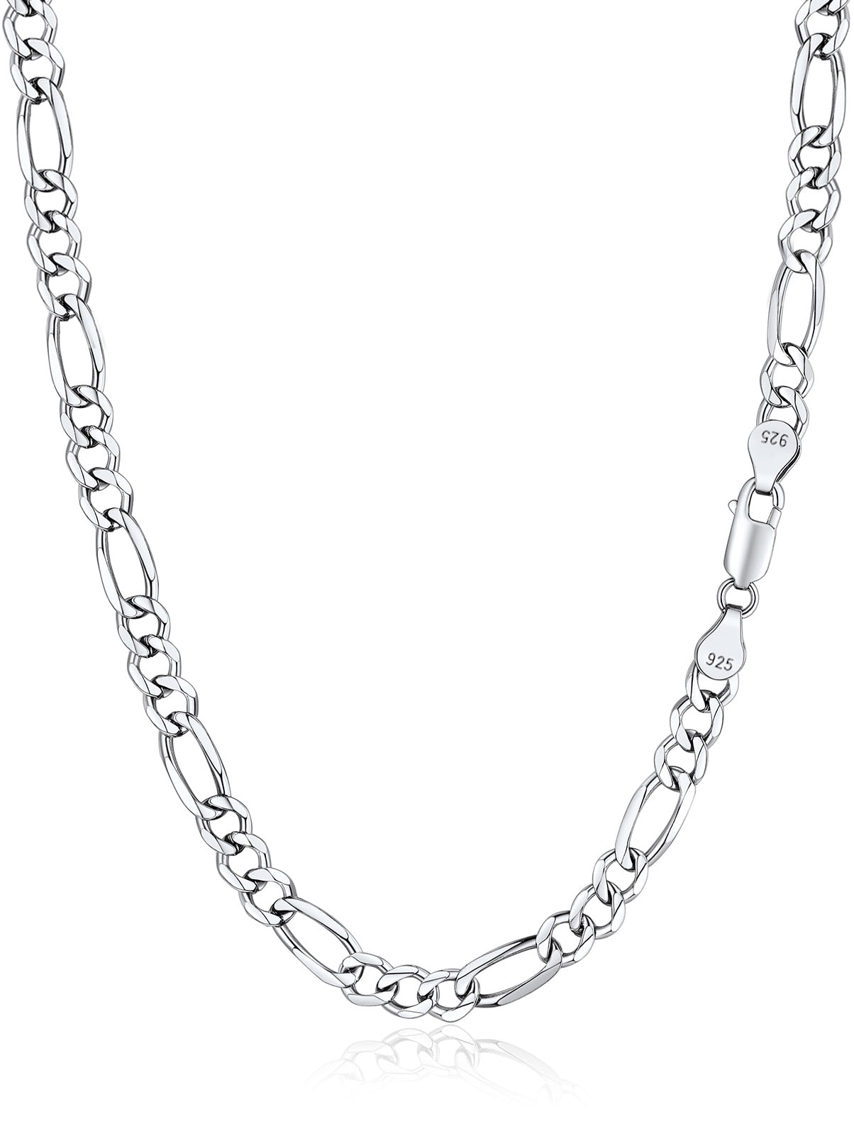 PROSTEEL Women Men 5mm Chain Necklace Figaro Chain Solid 925 Sterling ...
