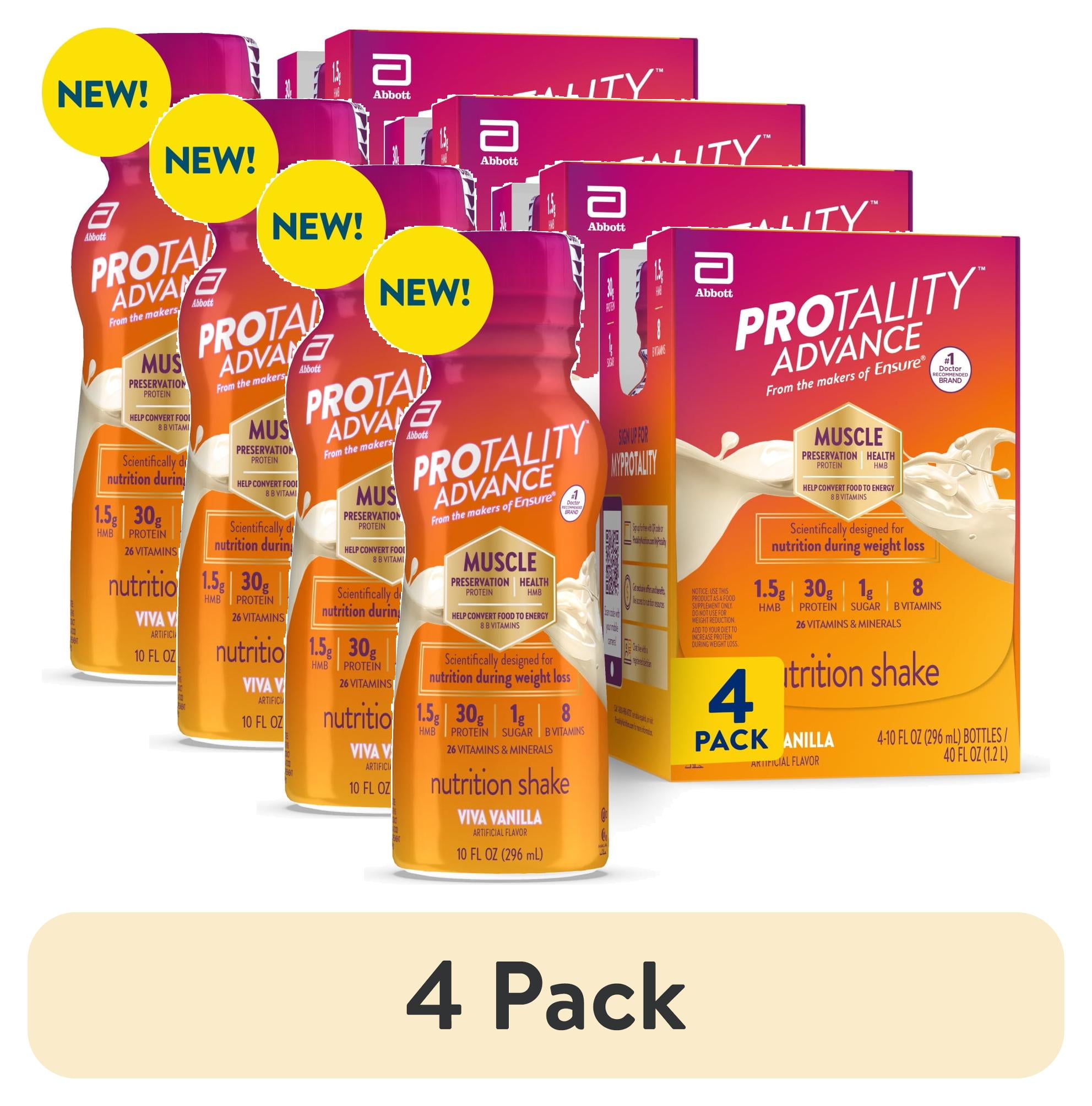 (4 pack) PROTALITY Advance Nutrition Shake, Viva Vanilla, 10-fl-oz ...